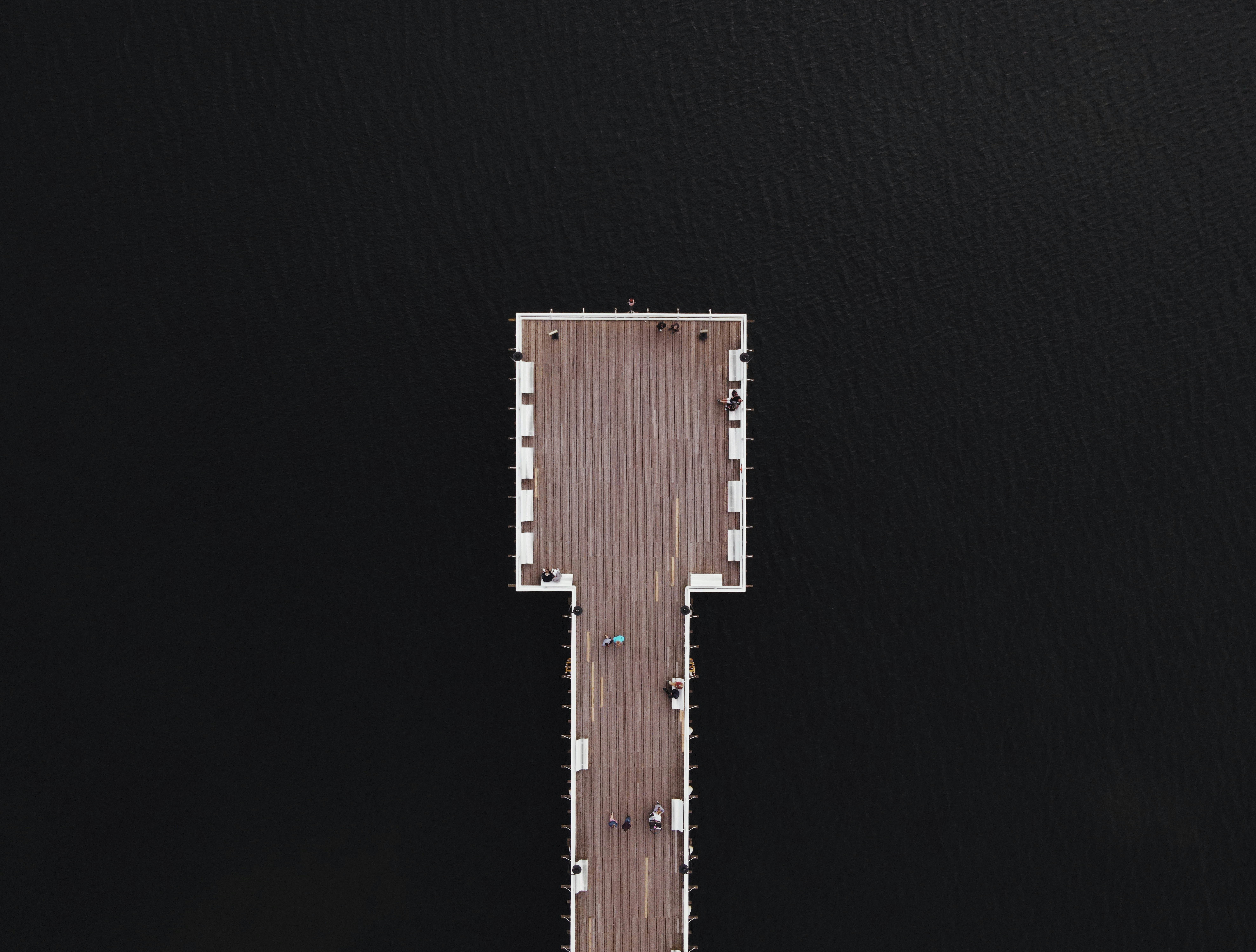 Pier | aerial view of brown wooden dock