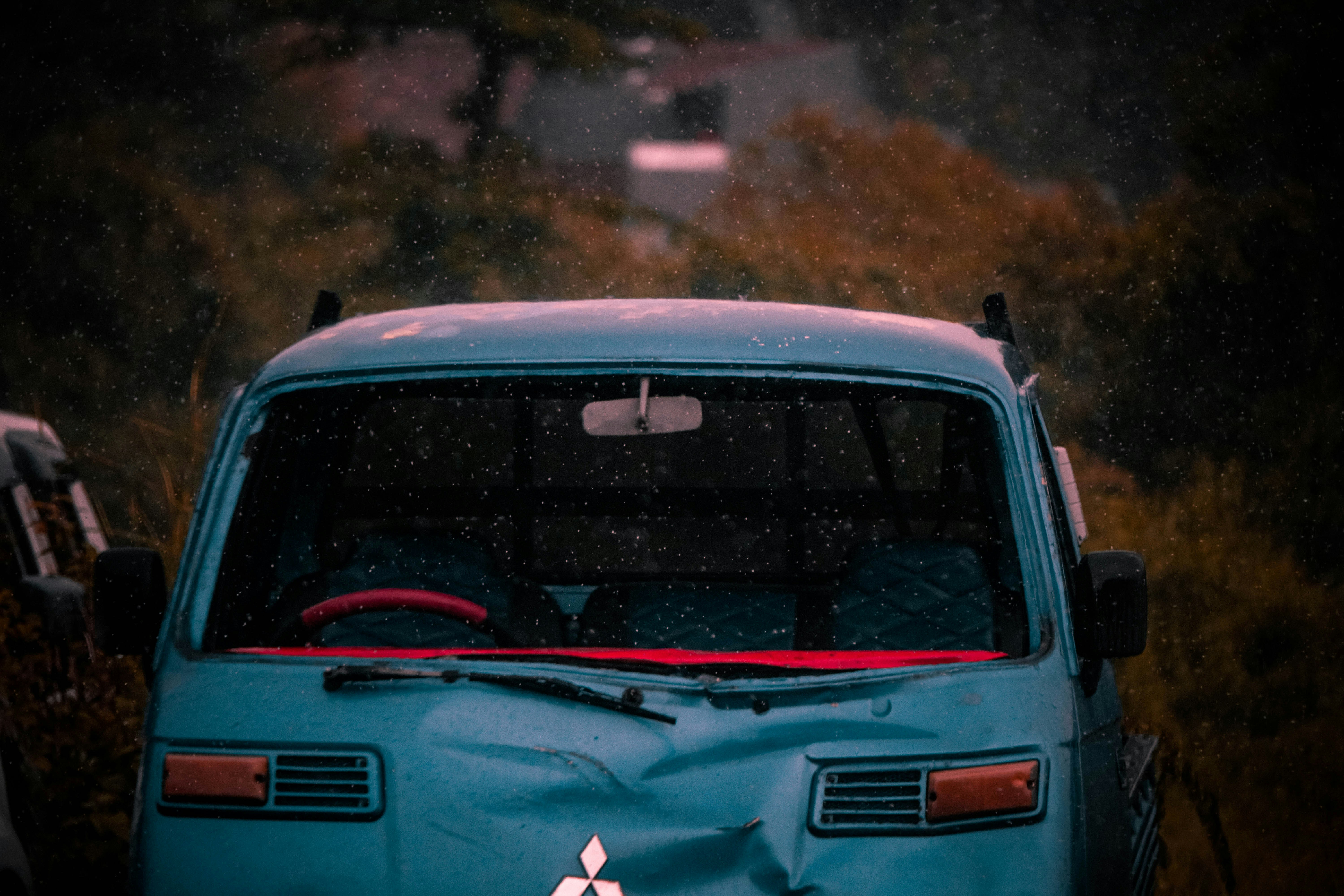 blue chevrolet car with red and white stars on top