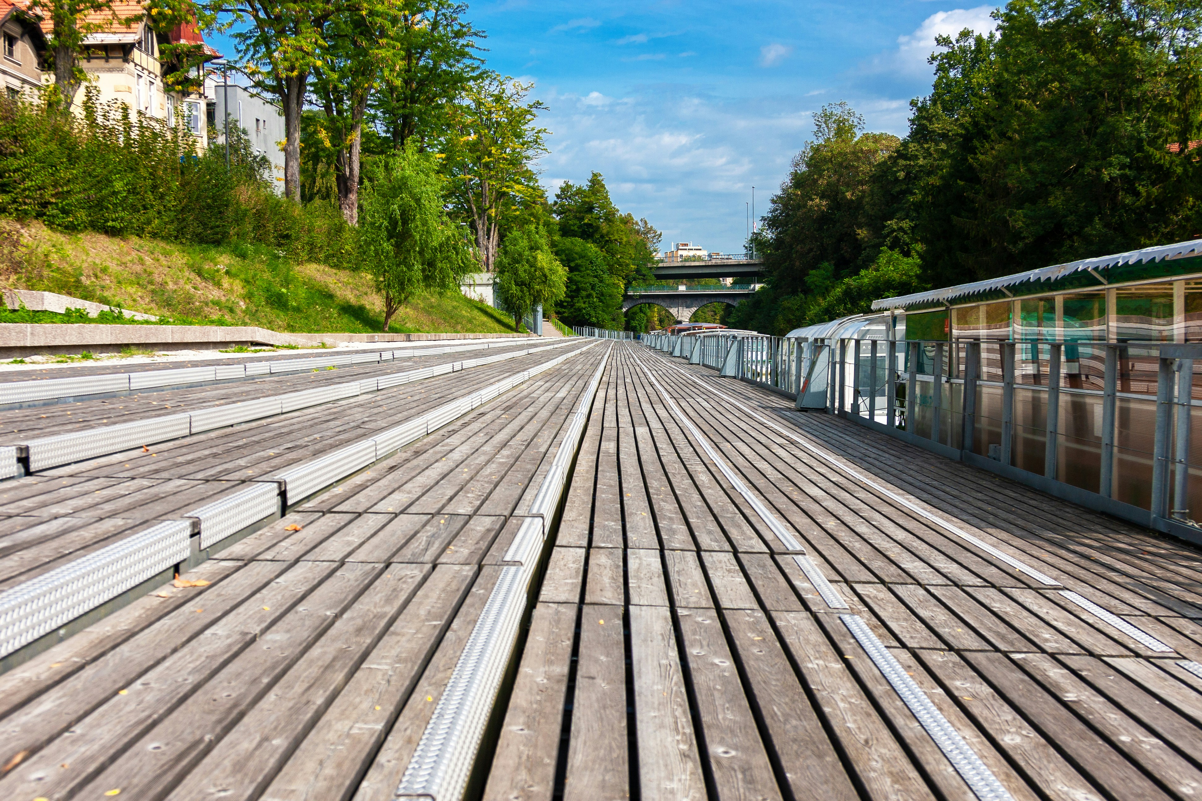 wooden bridge over the river