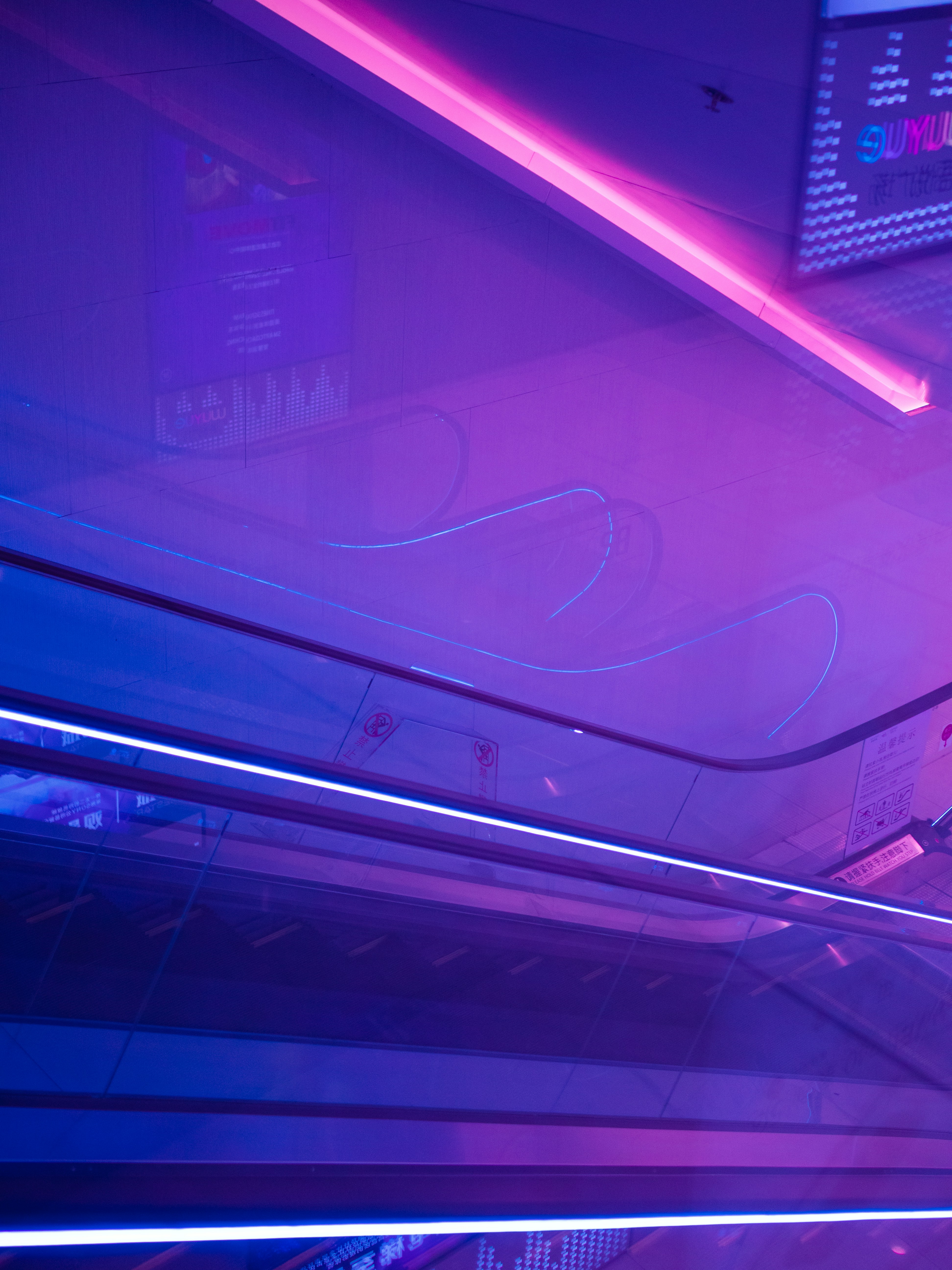 A close up of a microwave oven with neon lights photo – Free Purple ...