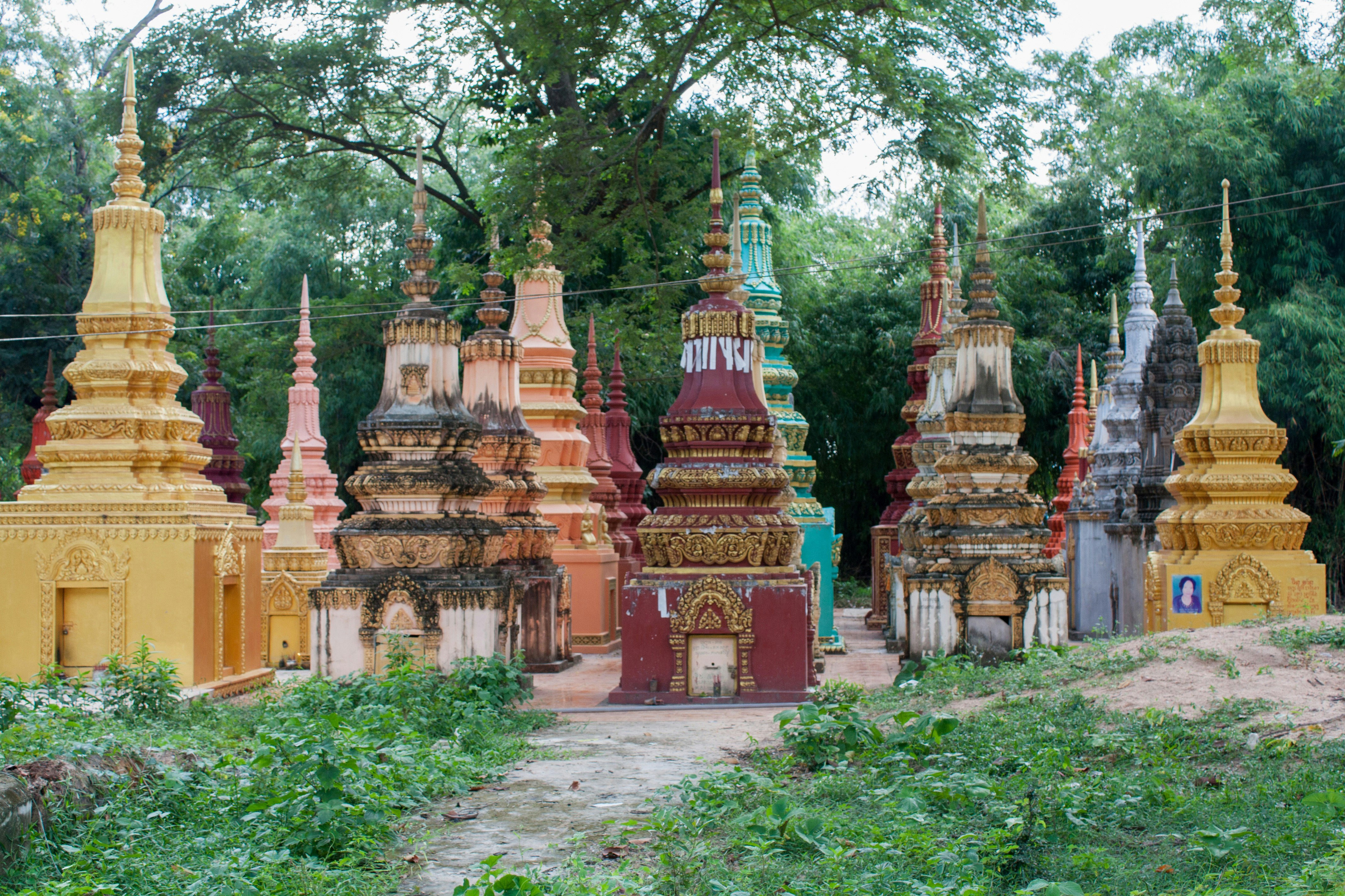 Chromatic Abbey of Stupas: A Silent Ring of Colorful Domes