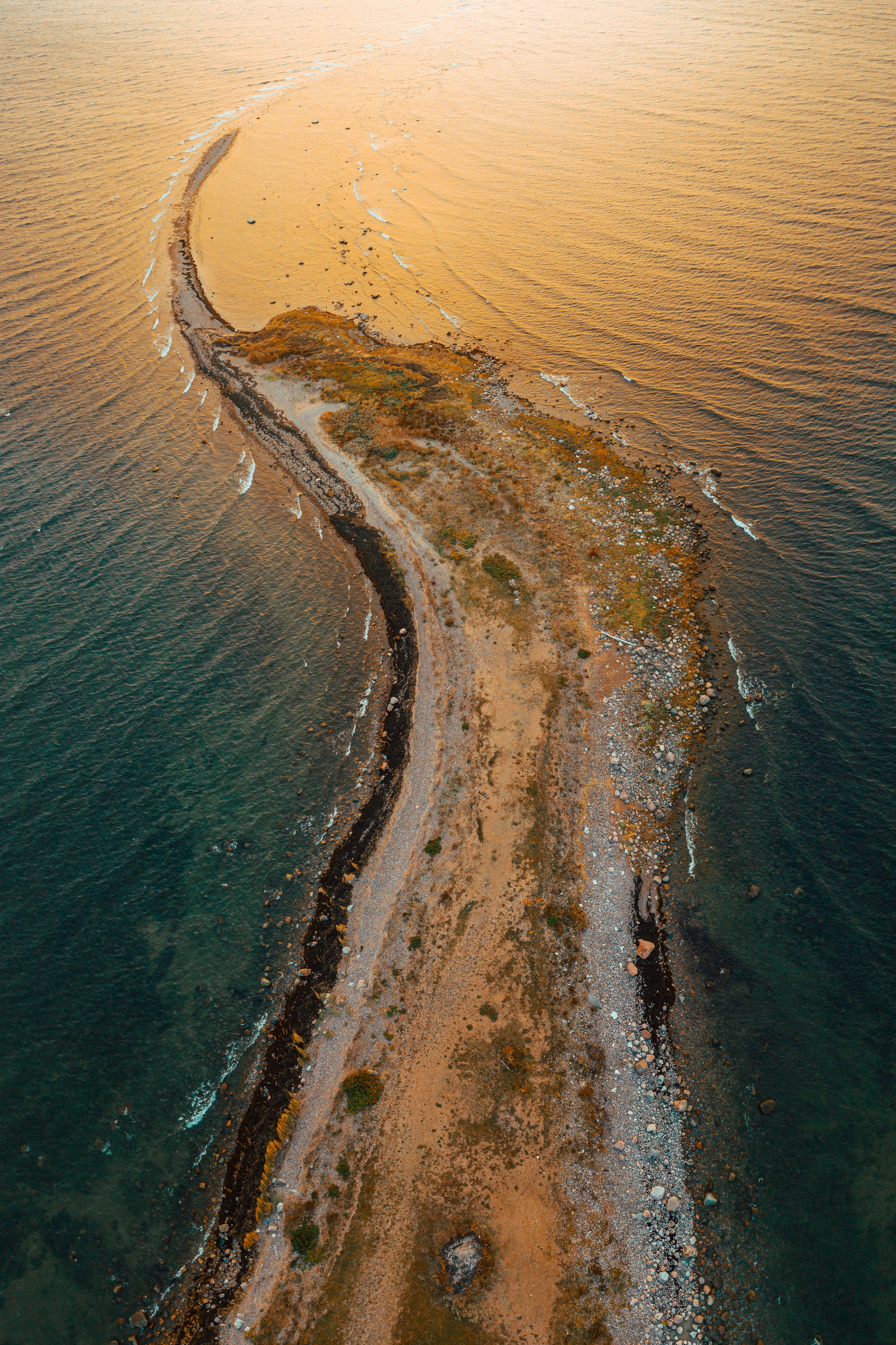 aerial view of brown sand beach