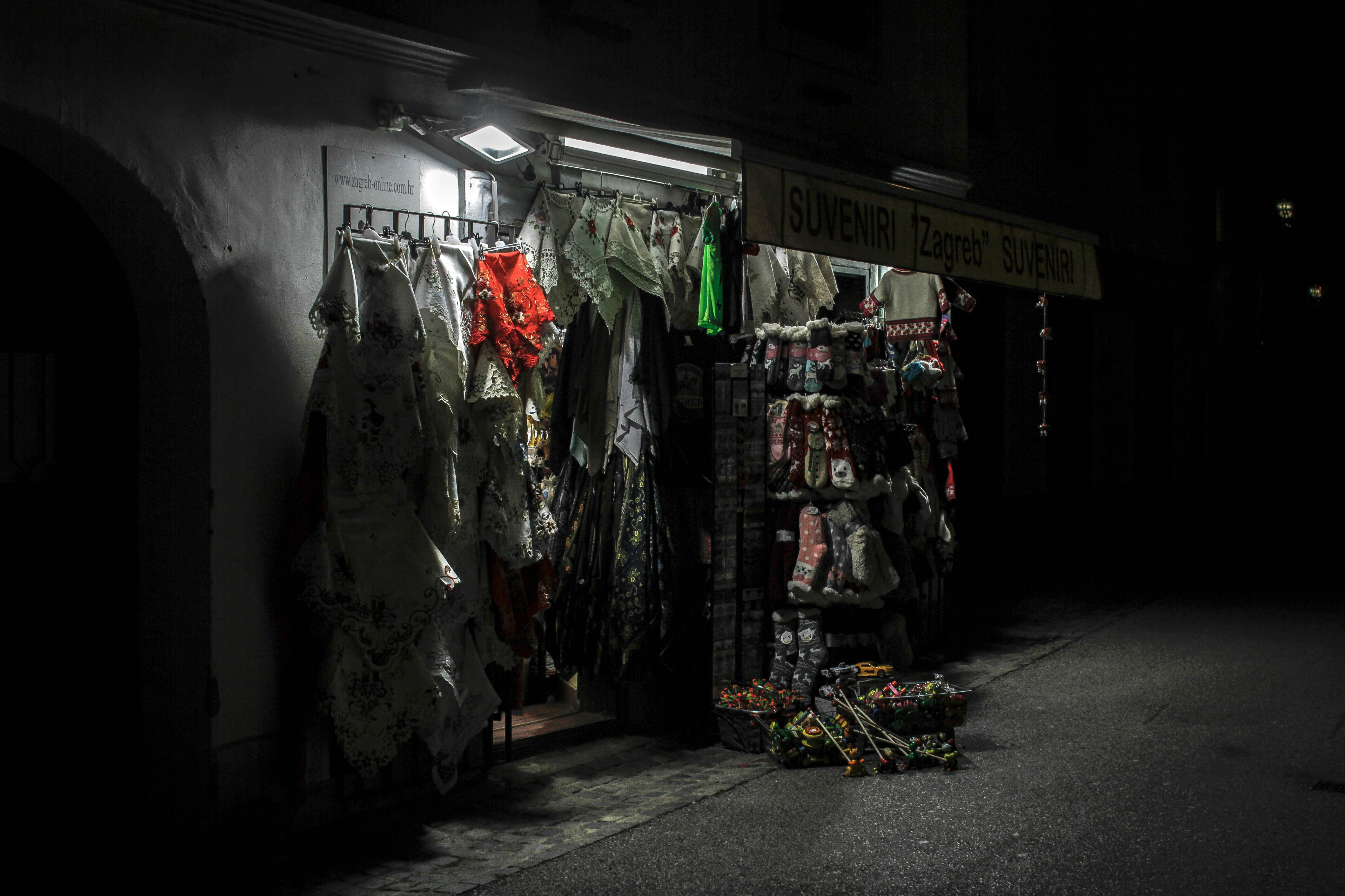 Night-Glow Boutique: Dresses Draped Under a Streetlamp