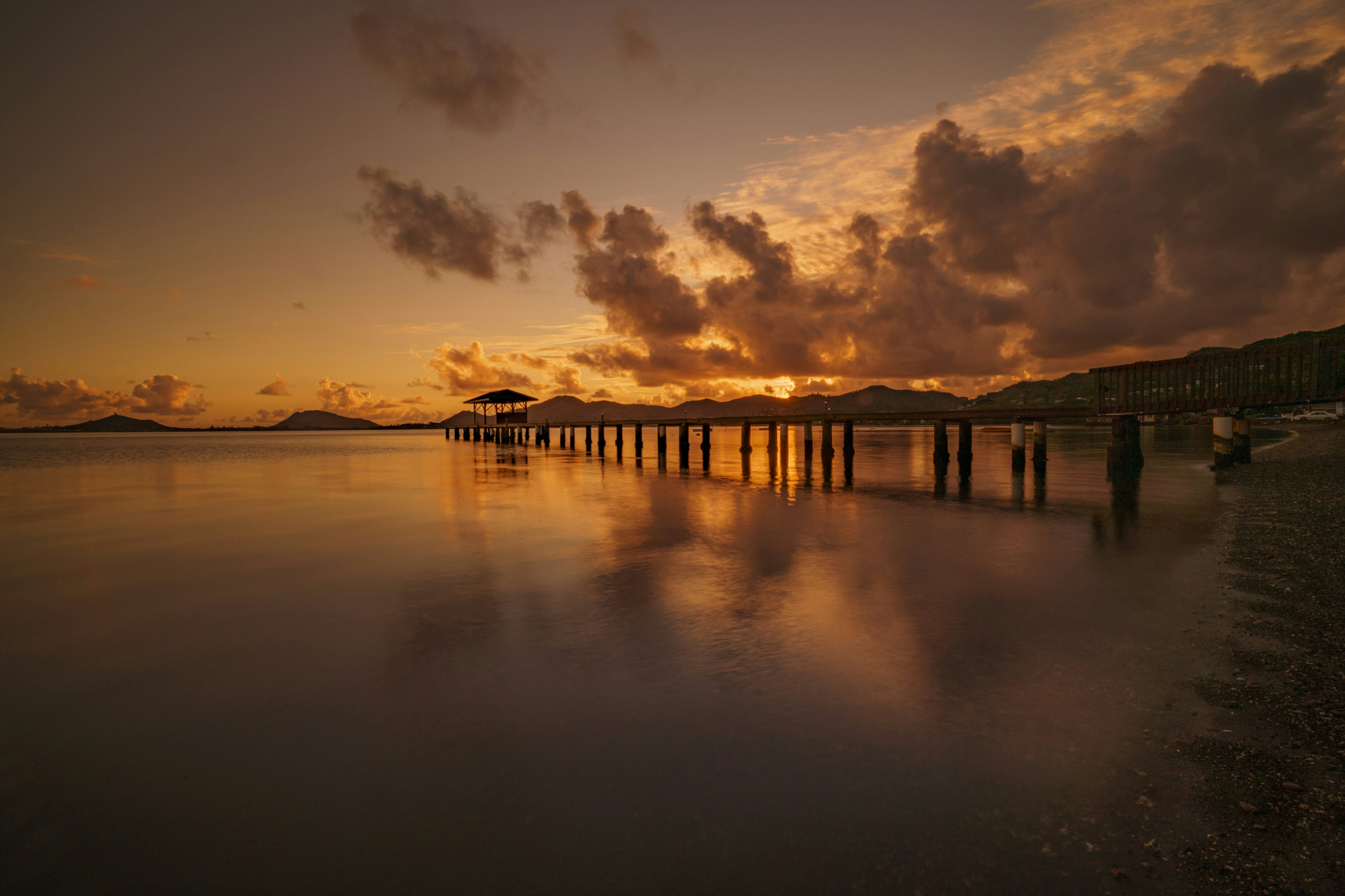 Twilight Reflections on the Pier