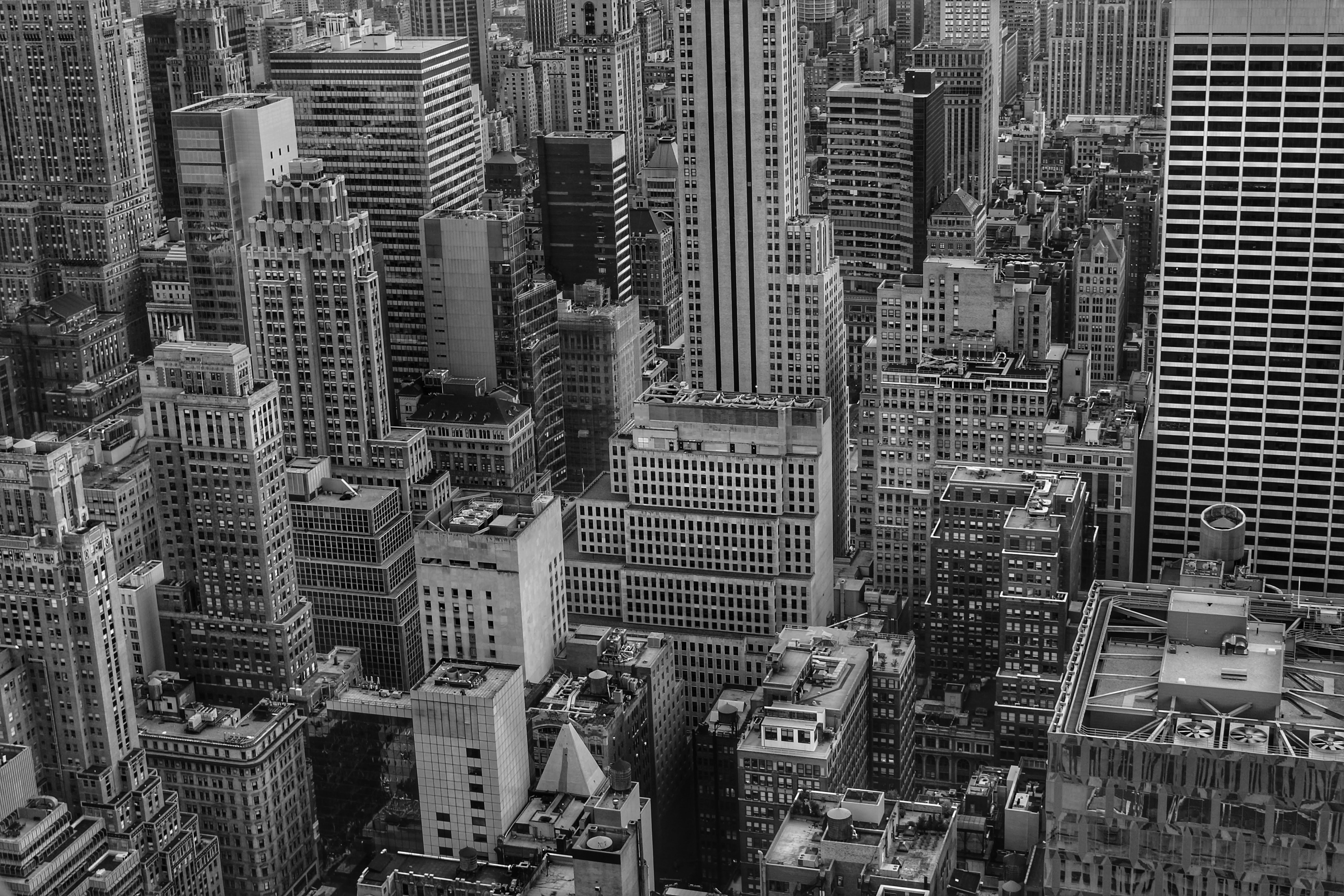 Grayscale photo of city buildings during daytime photo – Free New york ...