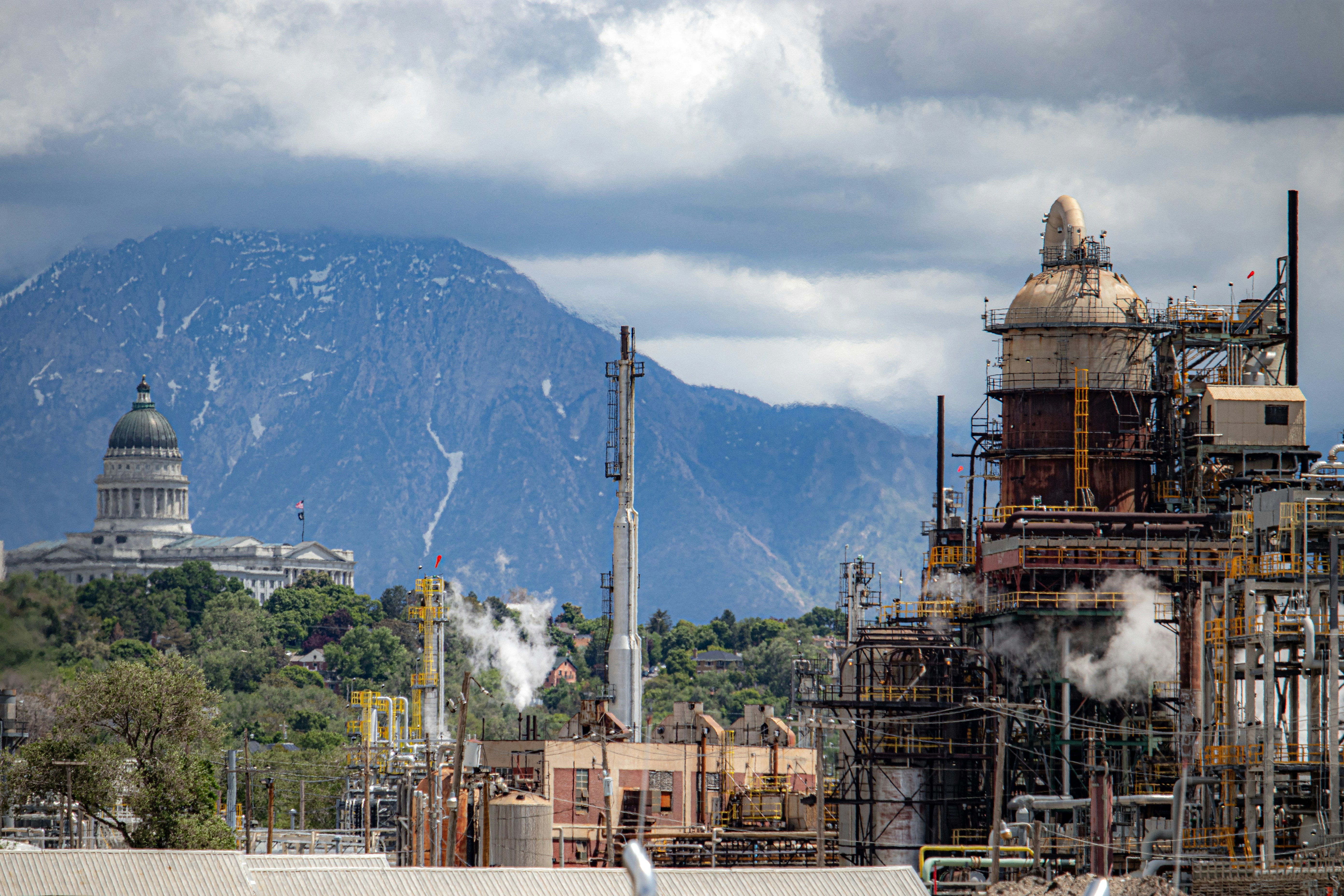 Industrial Harmony: Nature Meets Urban Progress