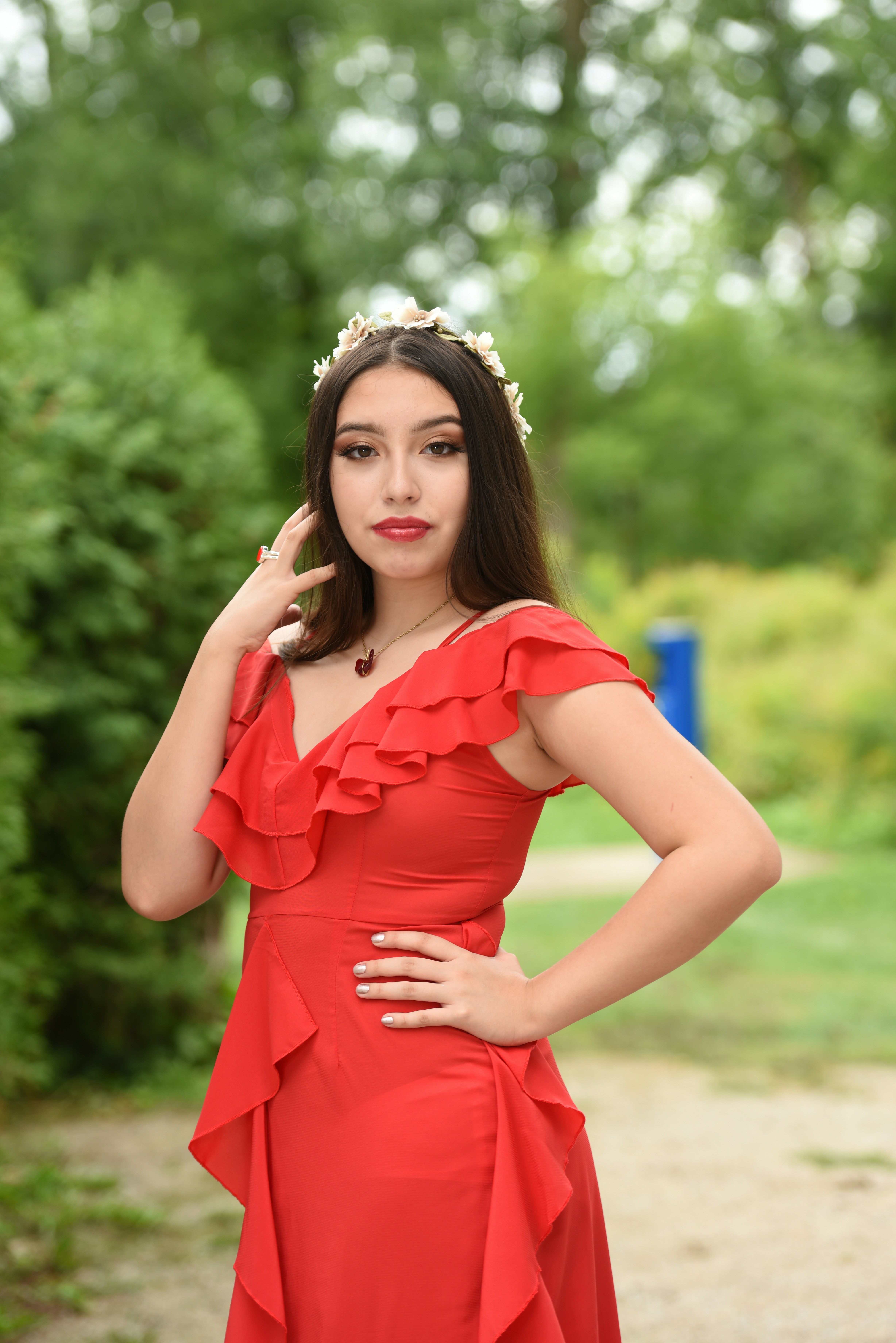Red Elegance in a Garden Moment