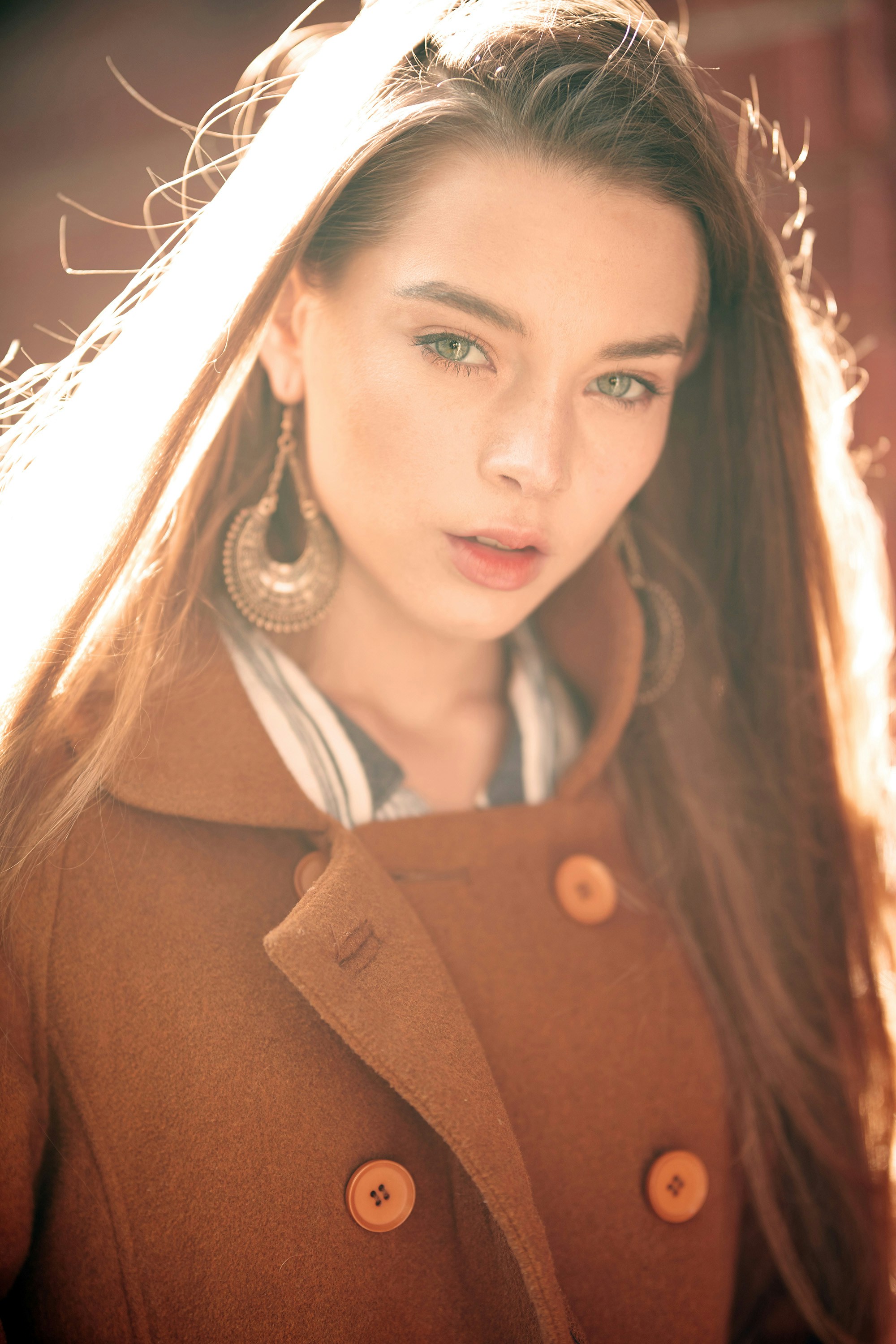 Goldlit Quiet: Portrait in a Camel Coat