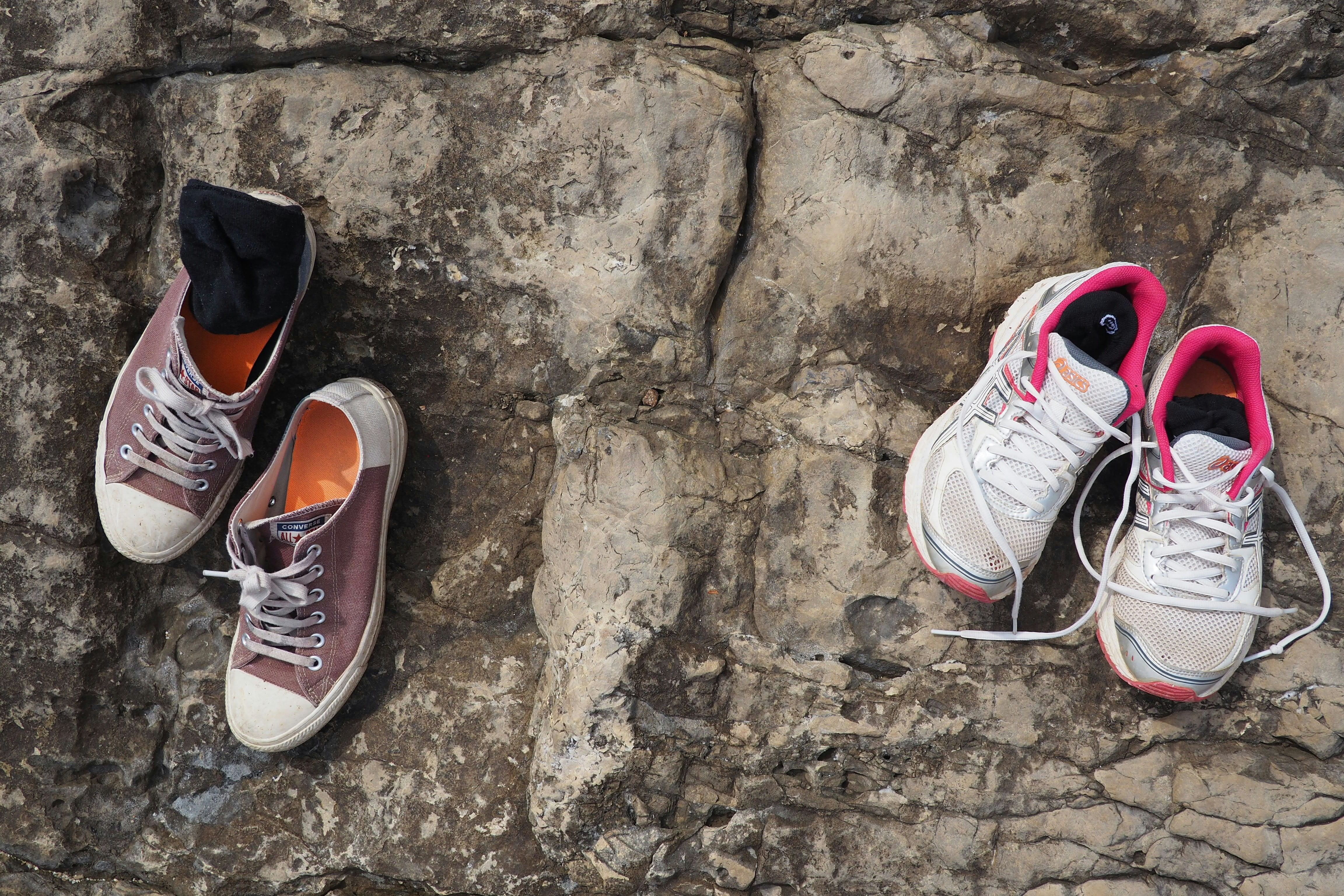 Two Pairs, Two Paths: Footwear on Weathered Stone