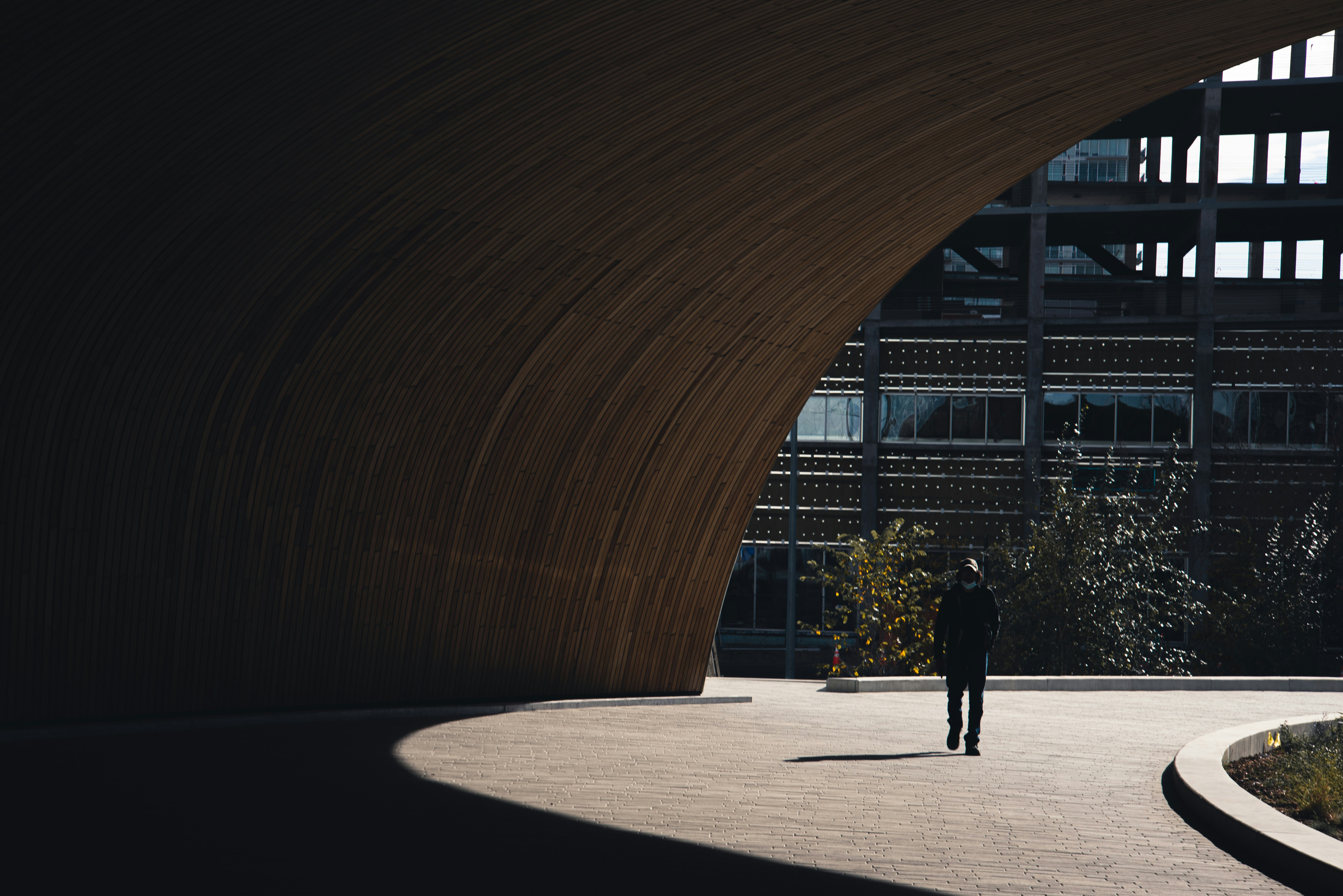 Under the Arch: A solitary figure steps into the light