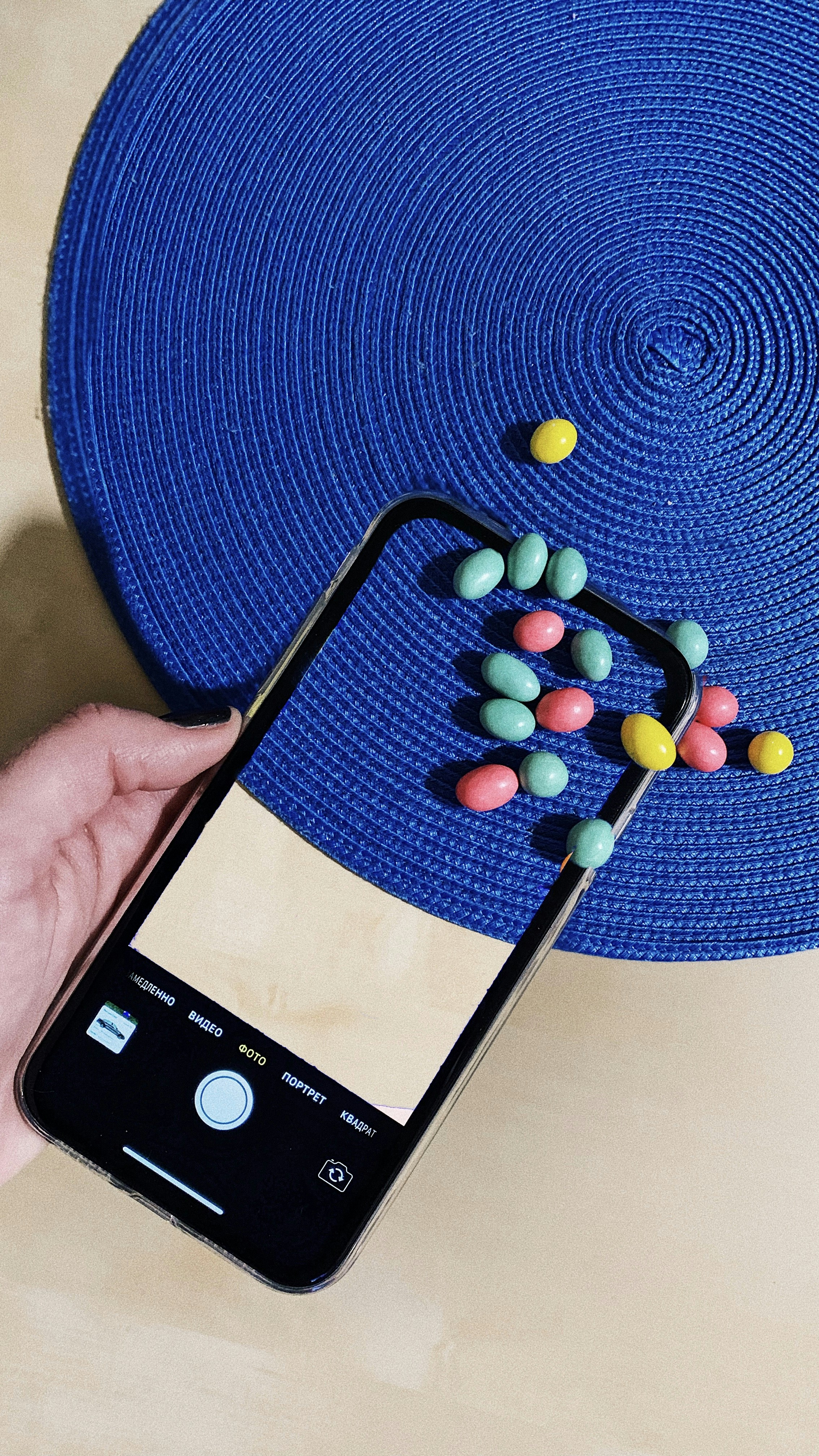 Concentric Blue Ring Meets Candy Beads: A Tiny Desk Still Life