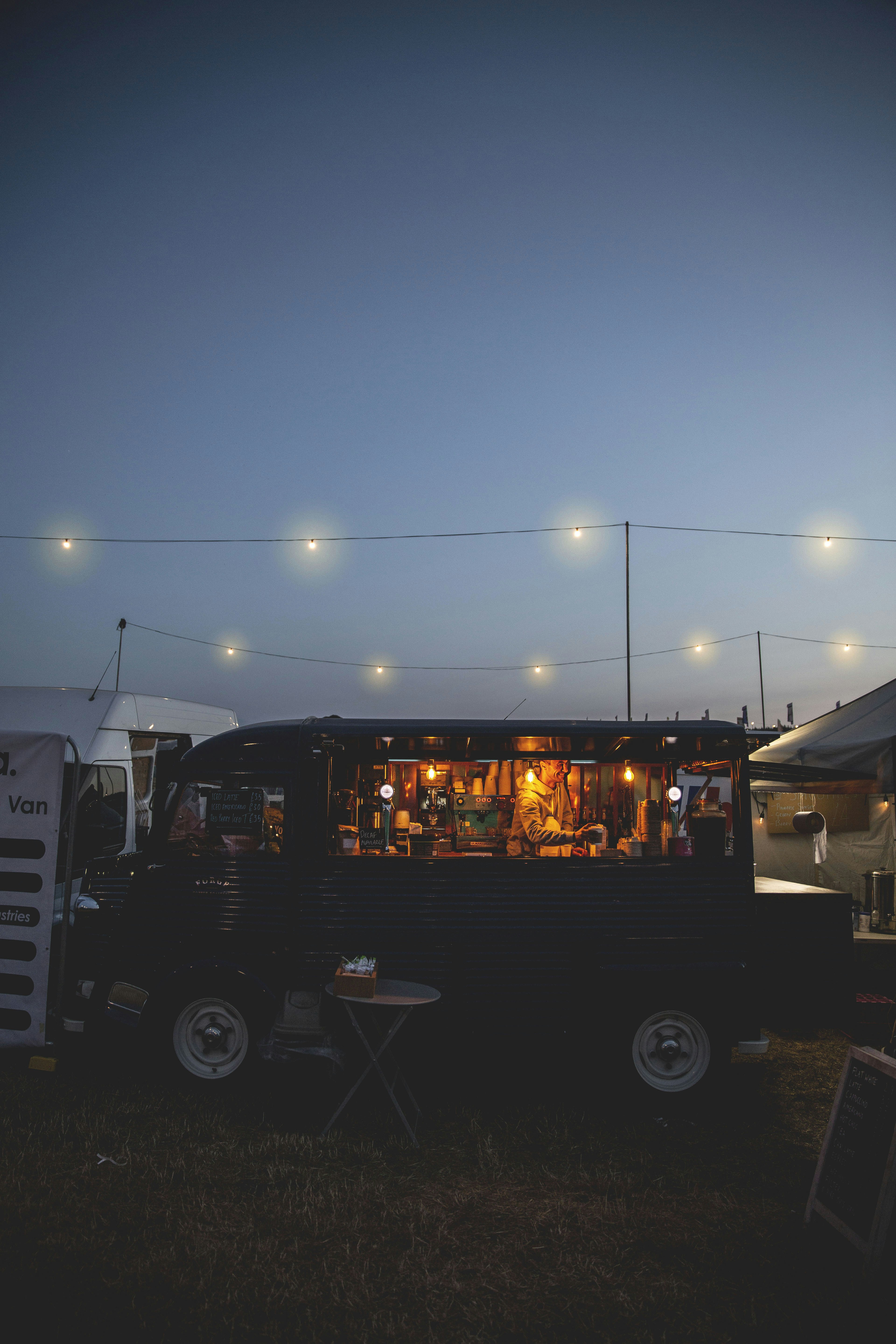 Evening Lights on a Food Truck at a Night Market