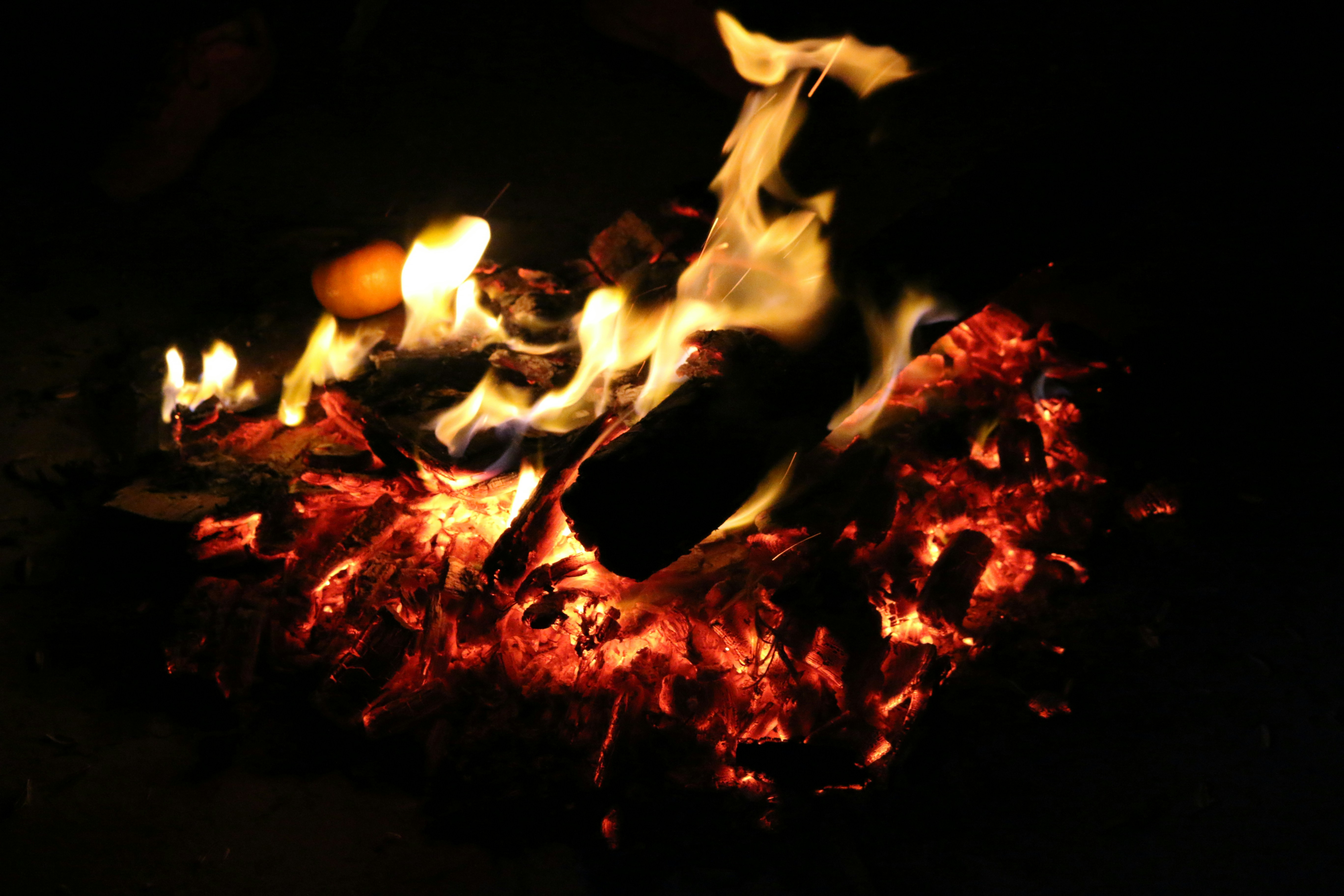 fire in the dark during night time