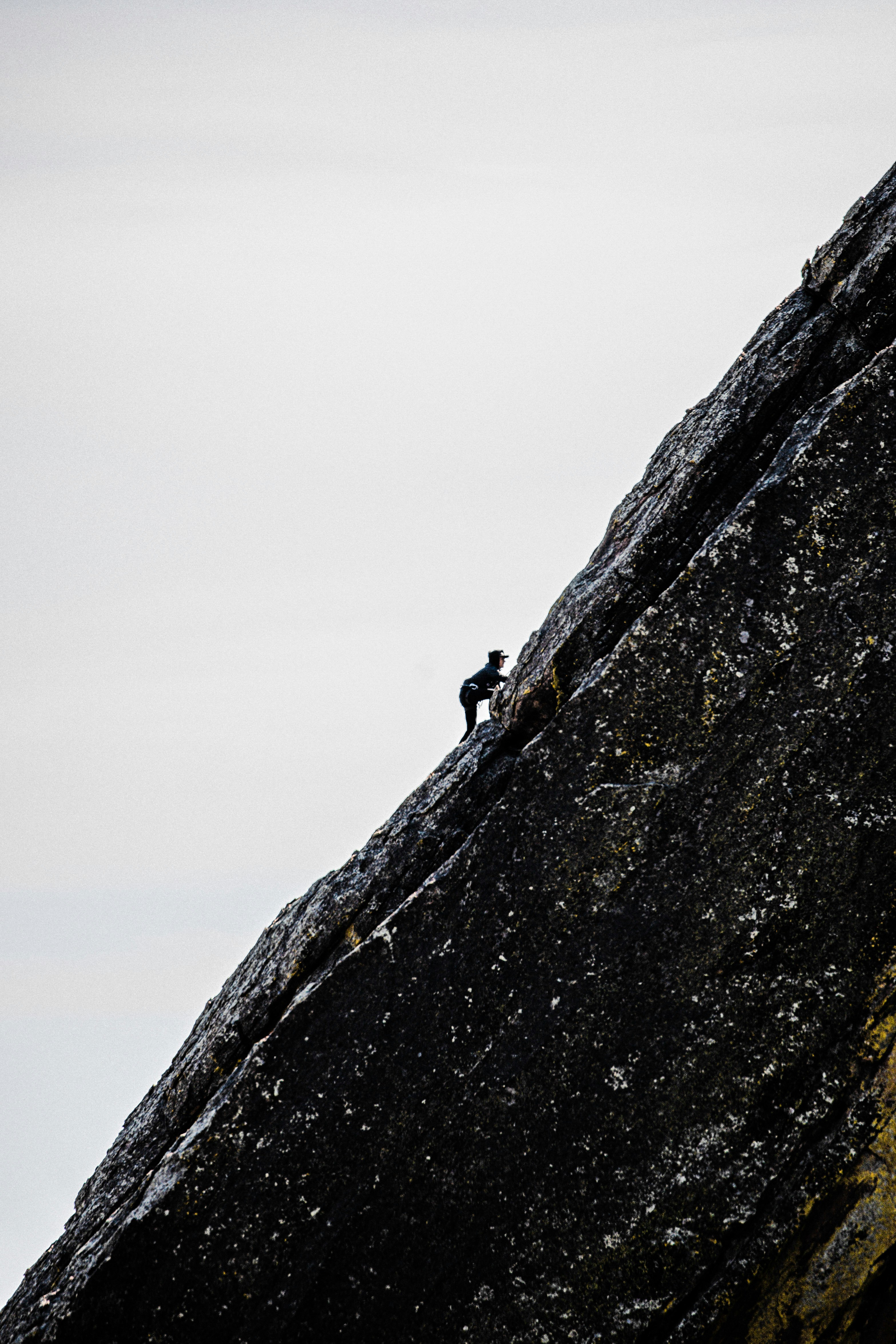 Lonely Ascent on a Jagged Diagonal Face