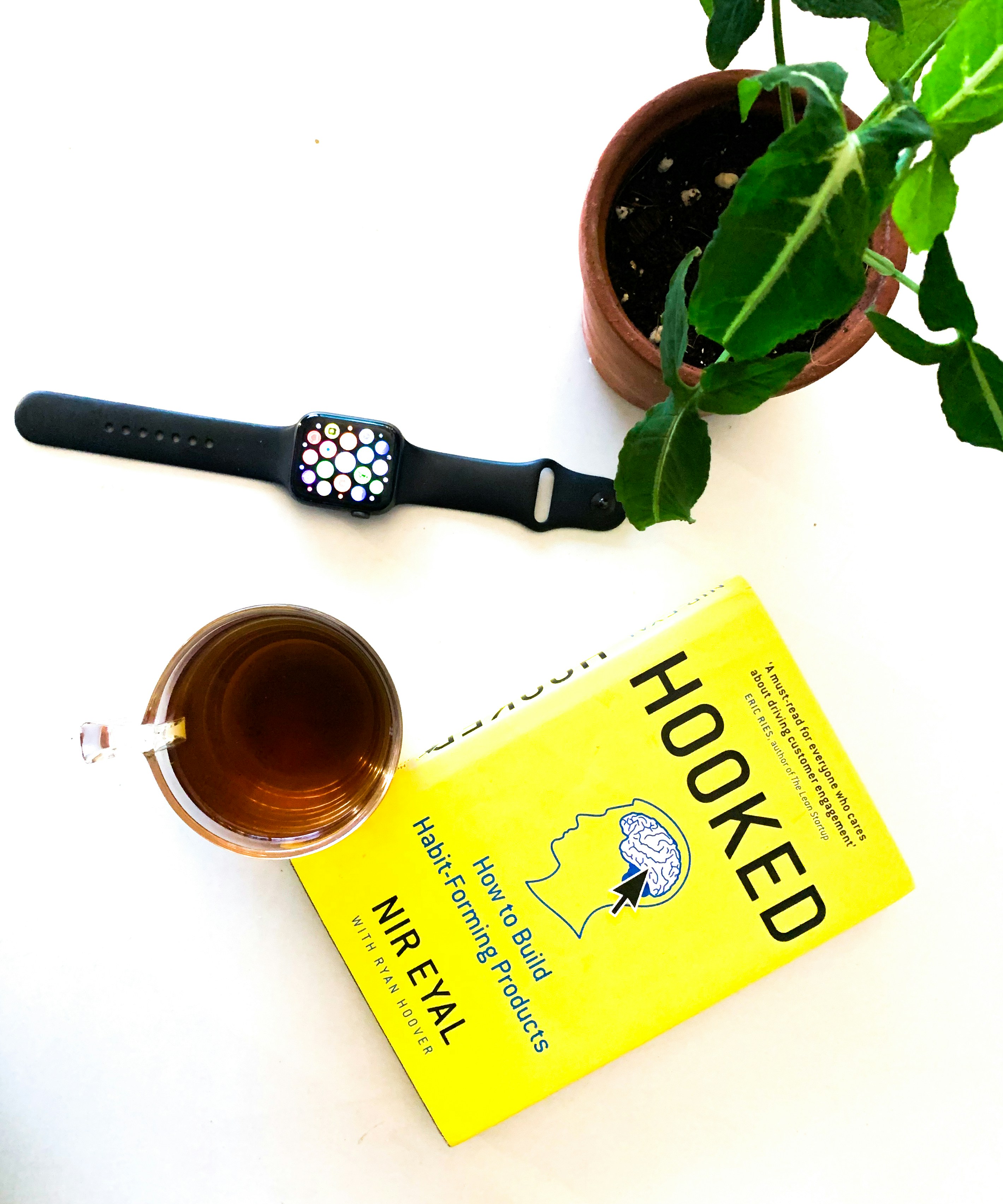 Bright Yellow Book Tilted Toward a Quiet Desk Garden