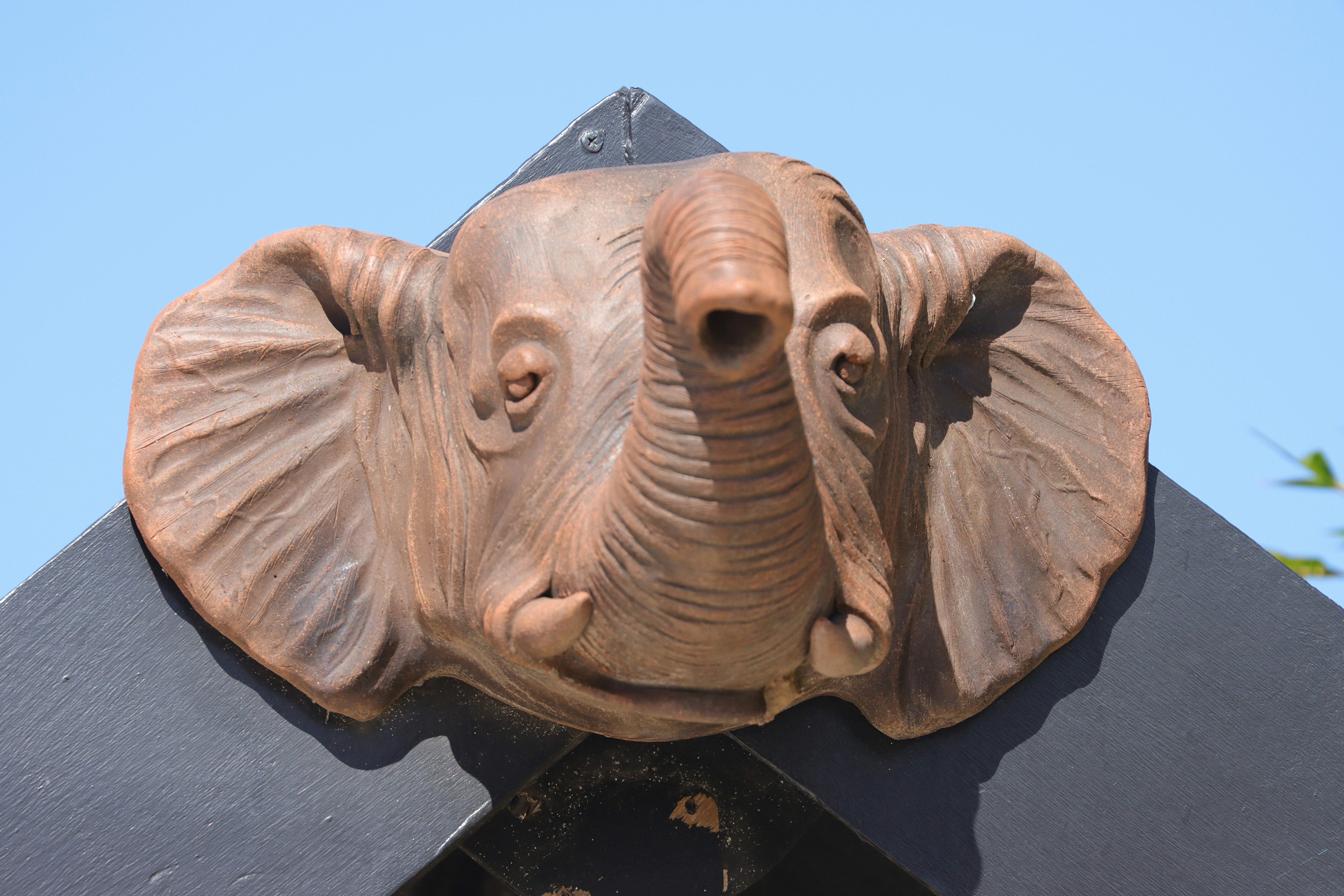 brown wooden animal head bust