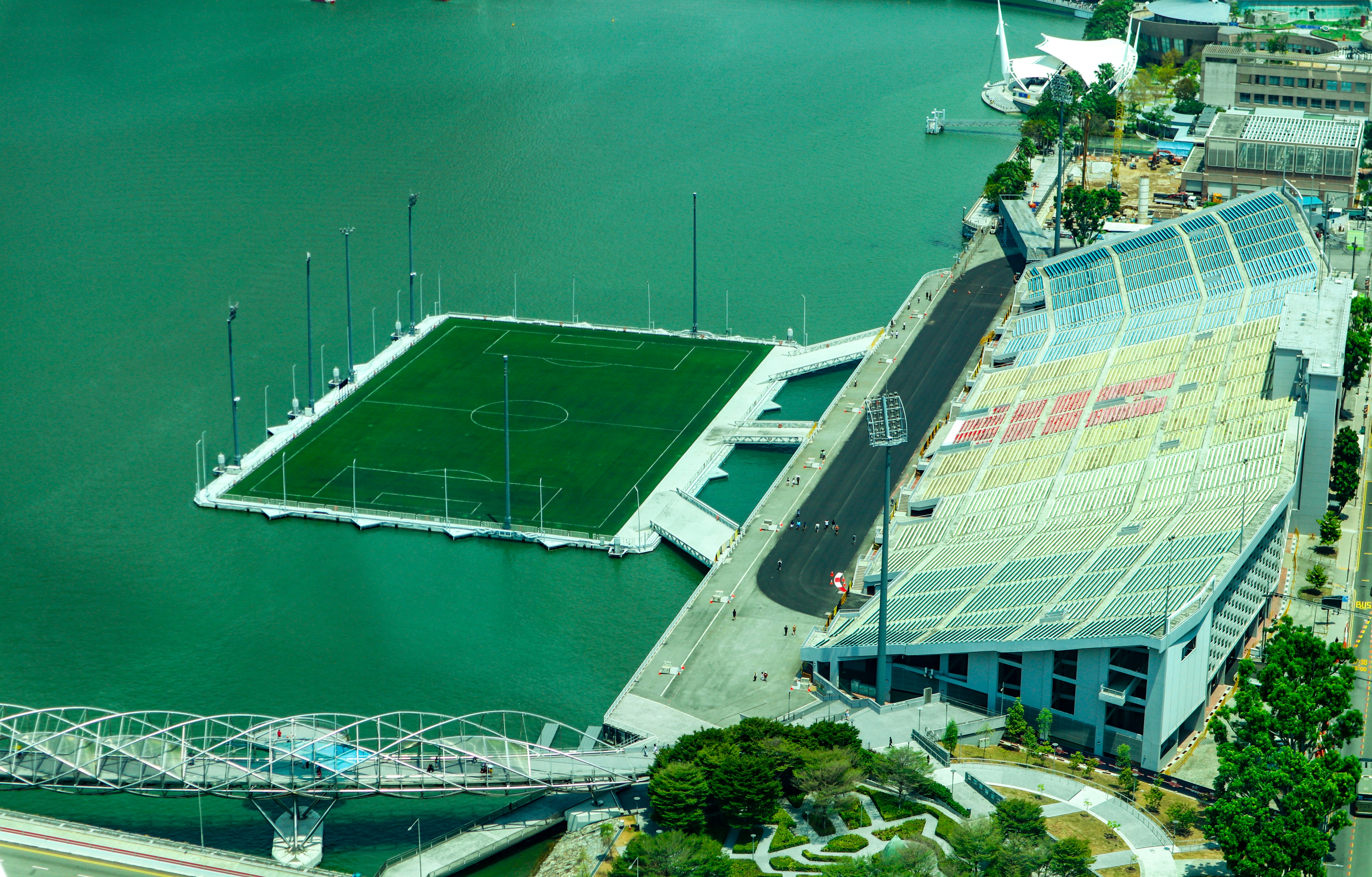White and blue stadium near body of water during daytime photo – Free ...