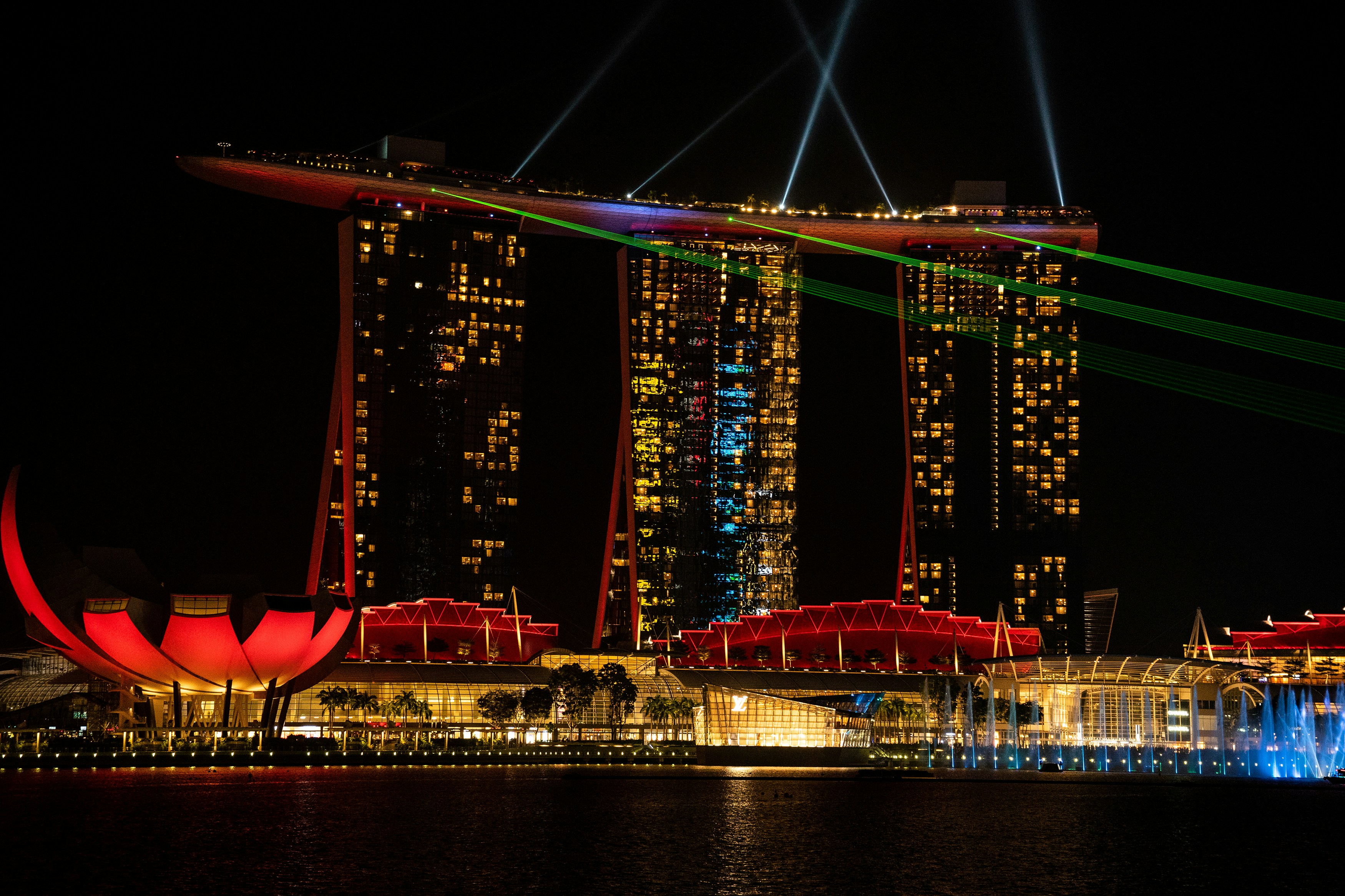 Beams Across the Night: Marina Bay Lights