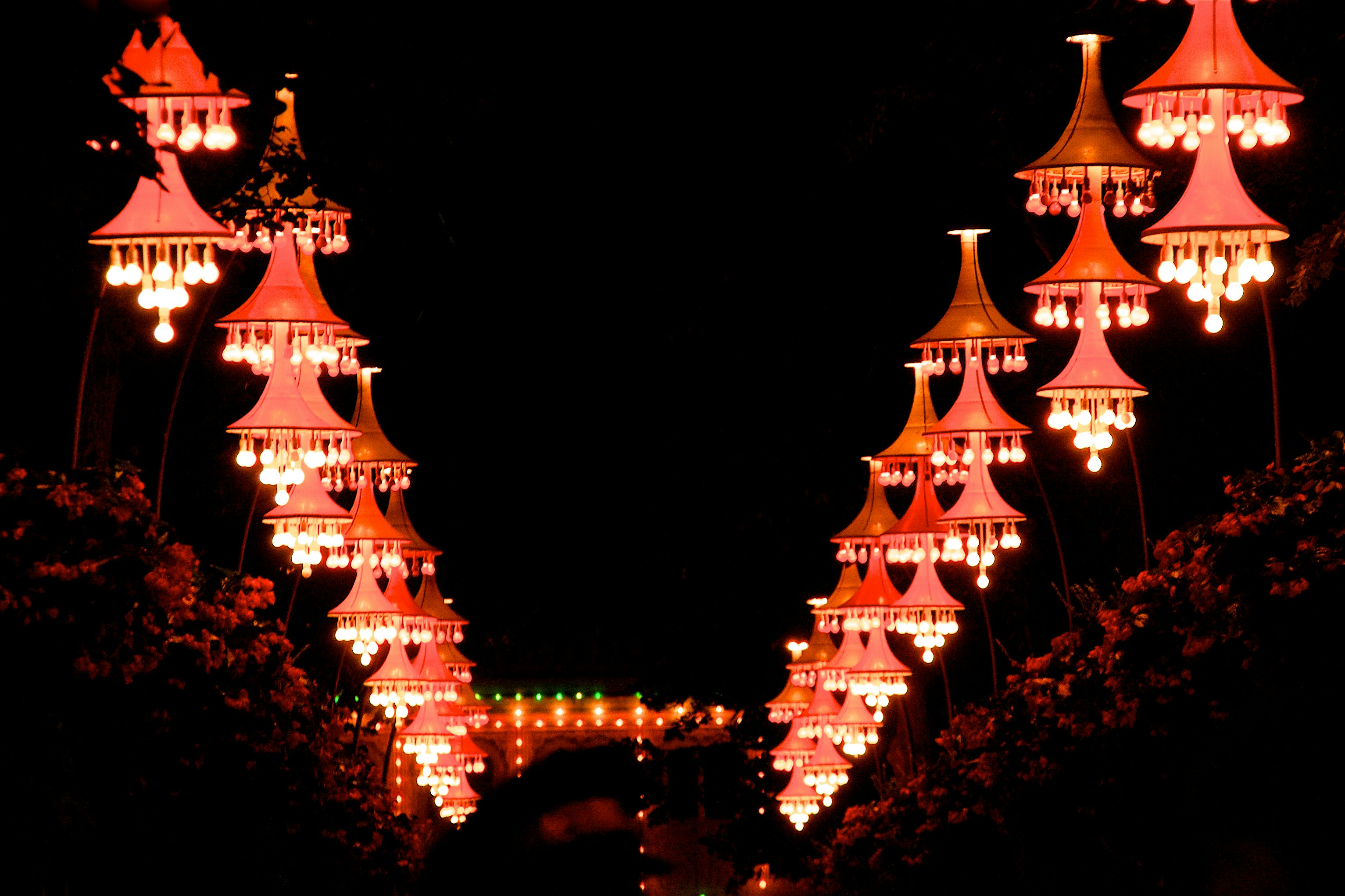 Lantern-lined Nightfall: A Corridor of Red Towers