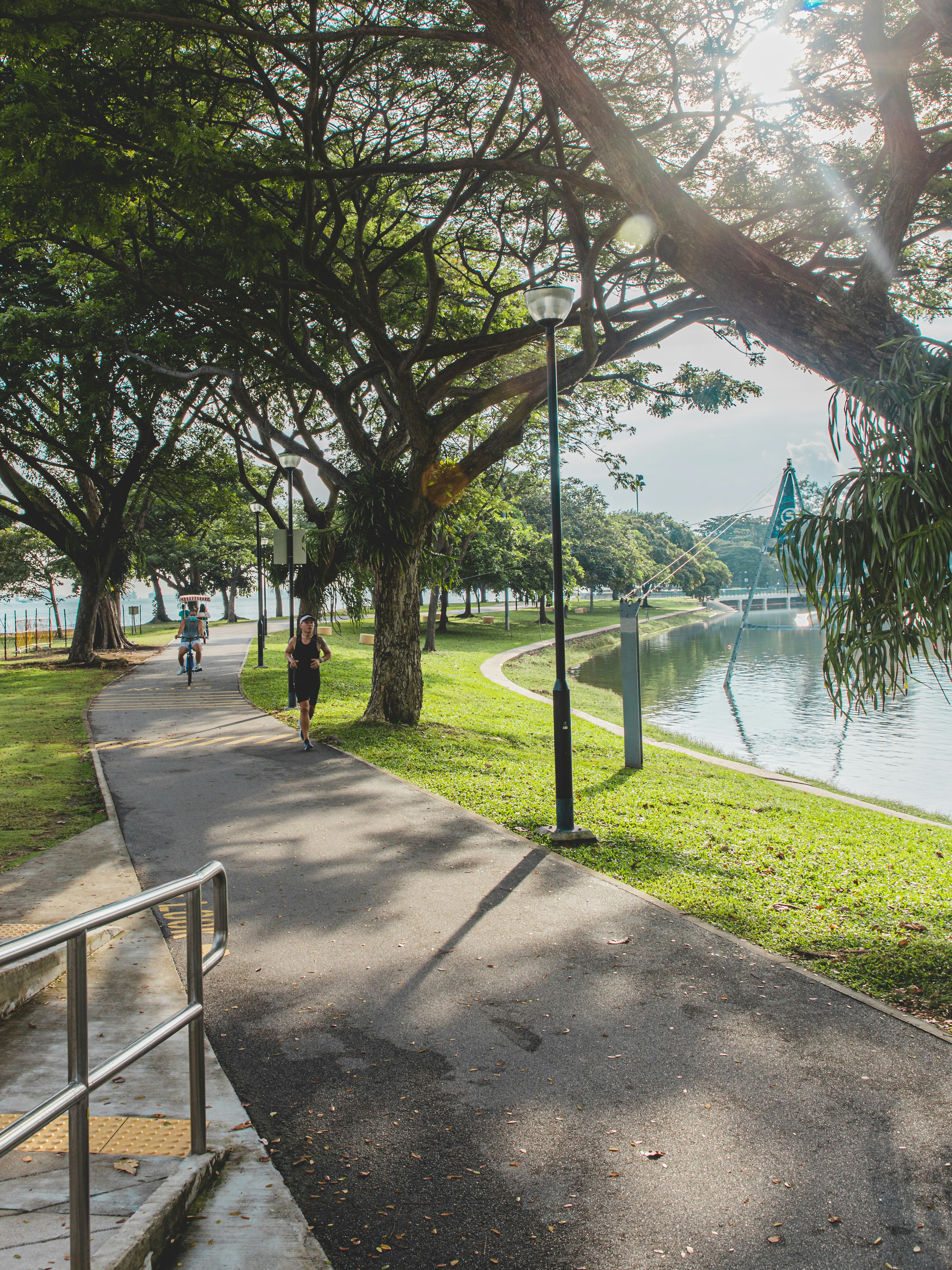 Riverside Canopy Run: Sun-Dappled Path by the Lake