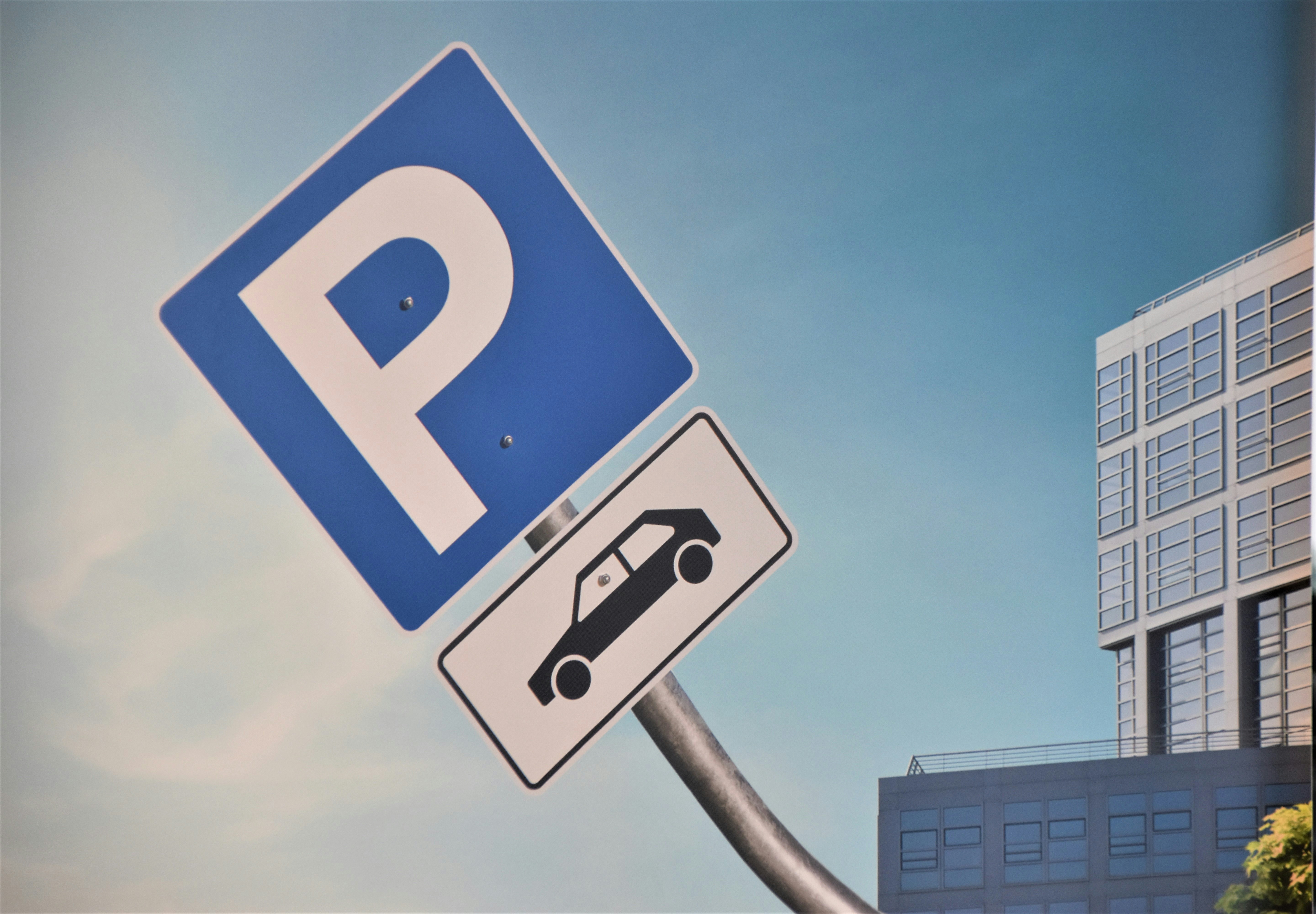 P , a parking sign  from a different angle