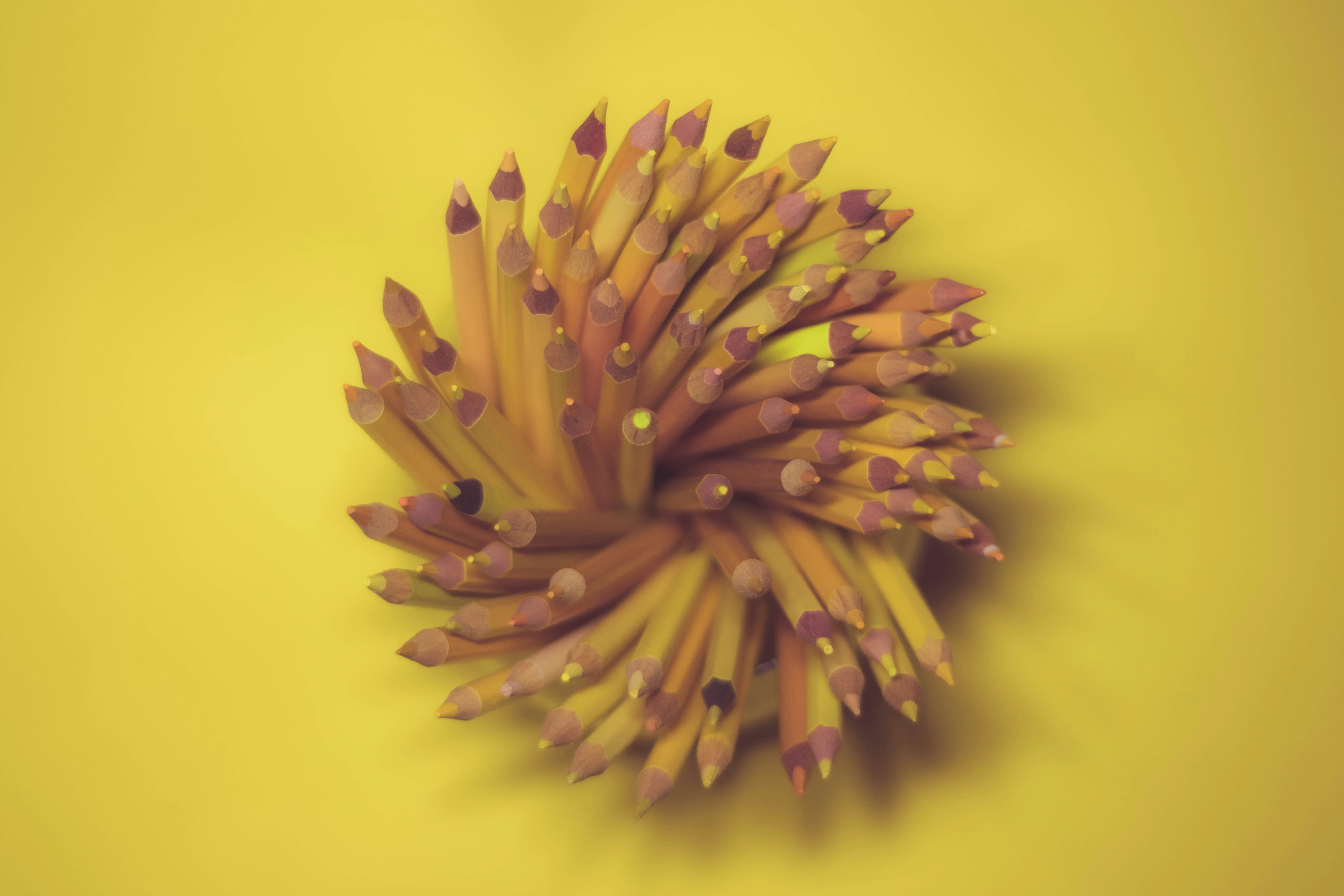 Pencil Sunburst: A Radial Burst of Yellow Pencils