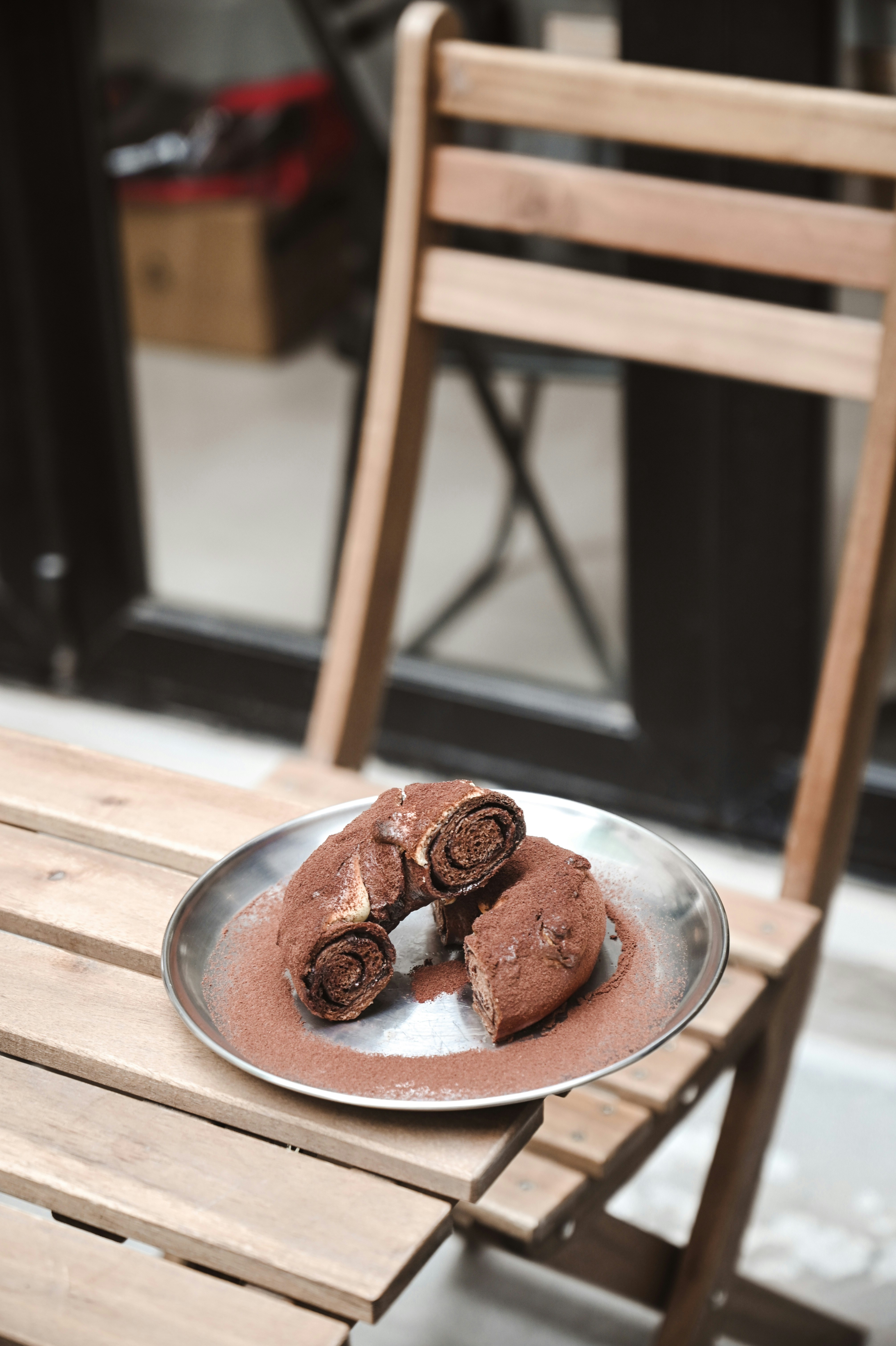Chocolate Roll on a Rustic Terrace