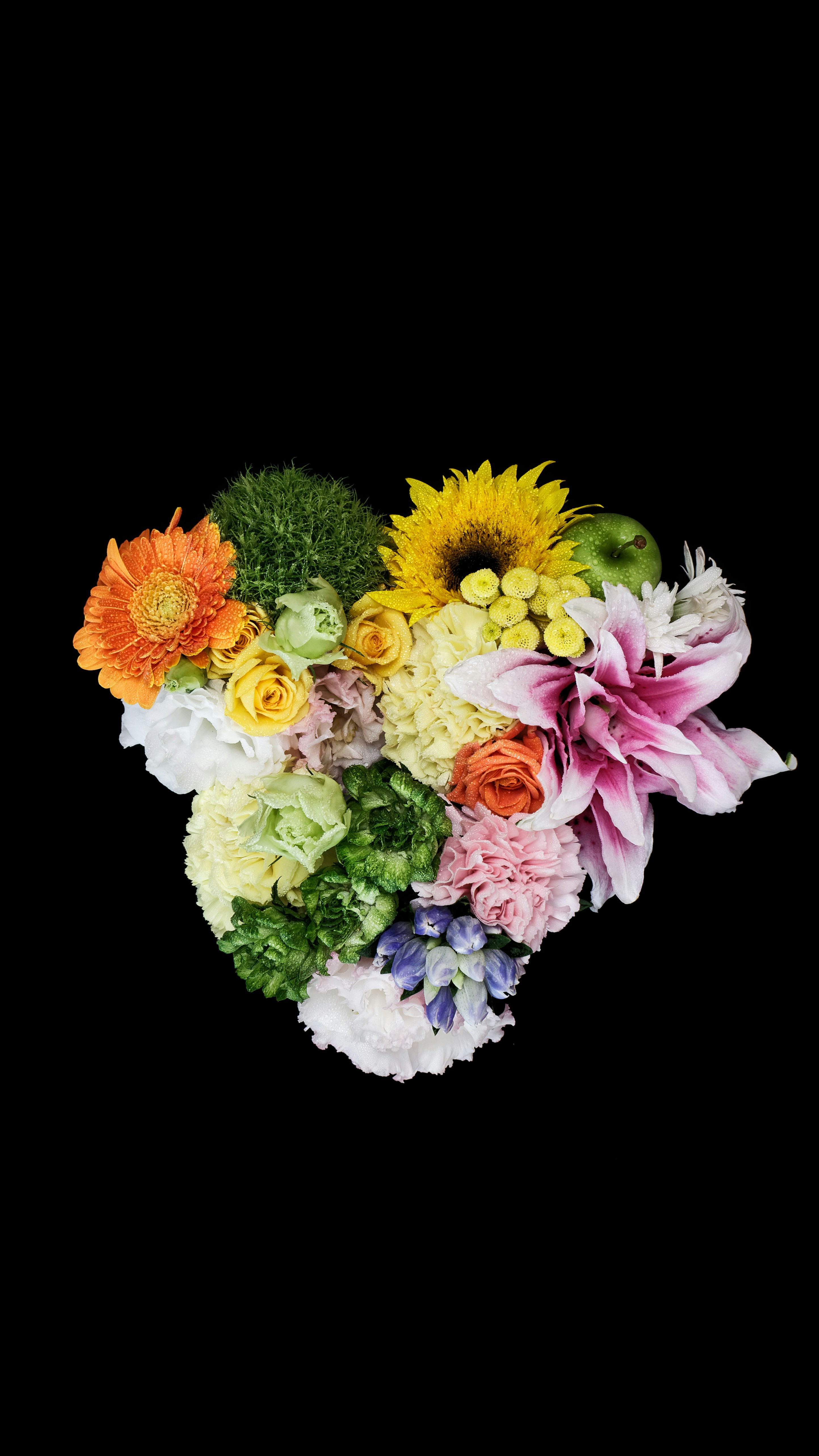 Floral Heart Mosaic: A Colorful Bouquet Sculpted into a Heart