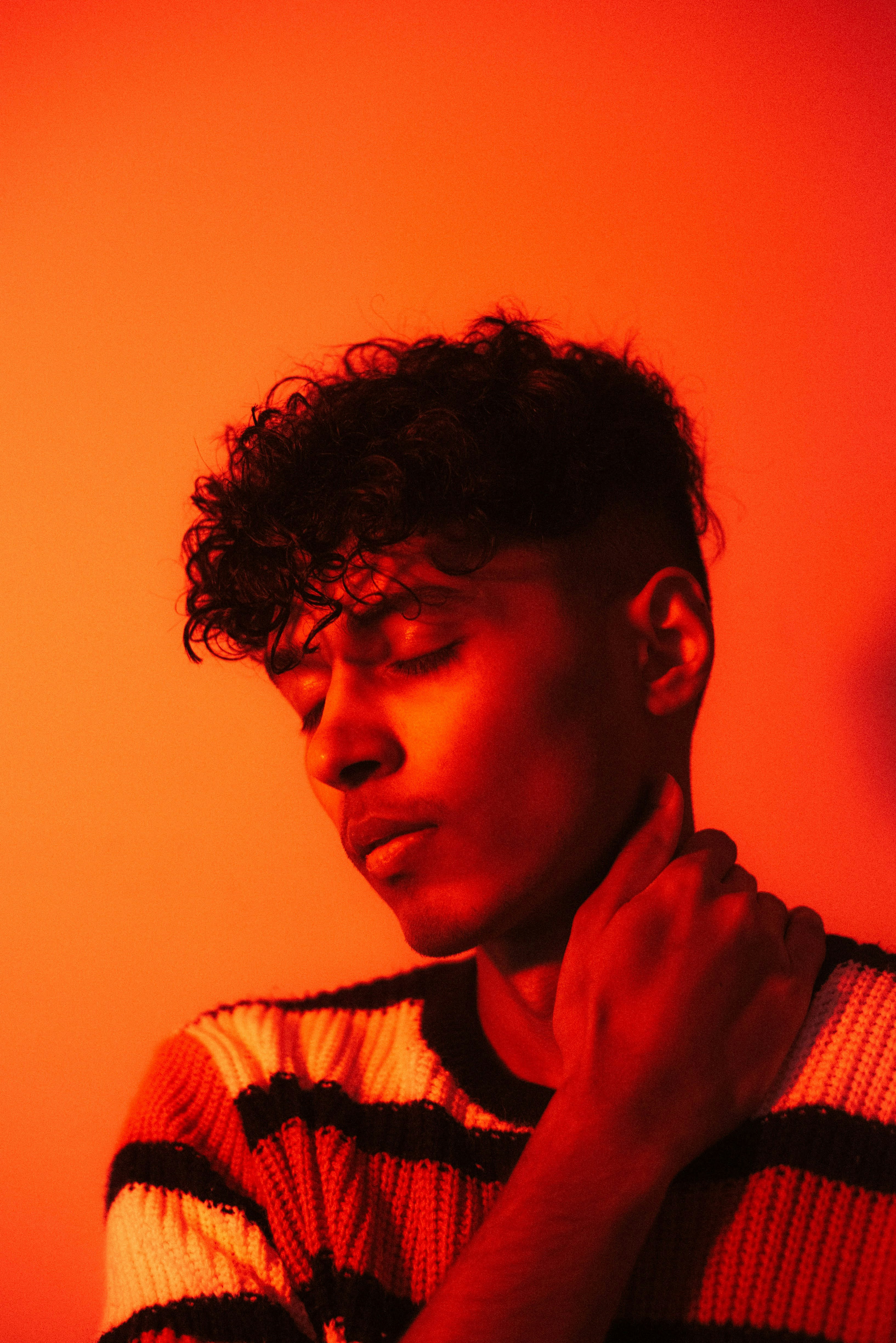 Man in red white and blue striped sweater photo – Free Orange Image on ...