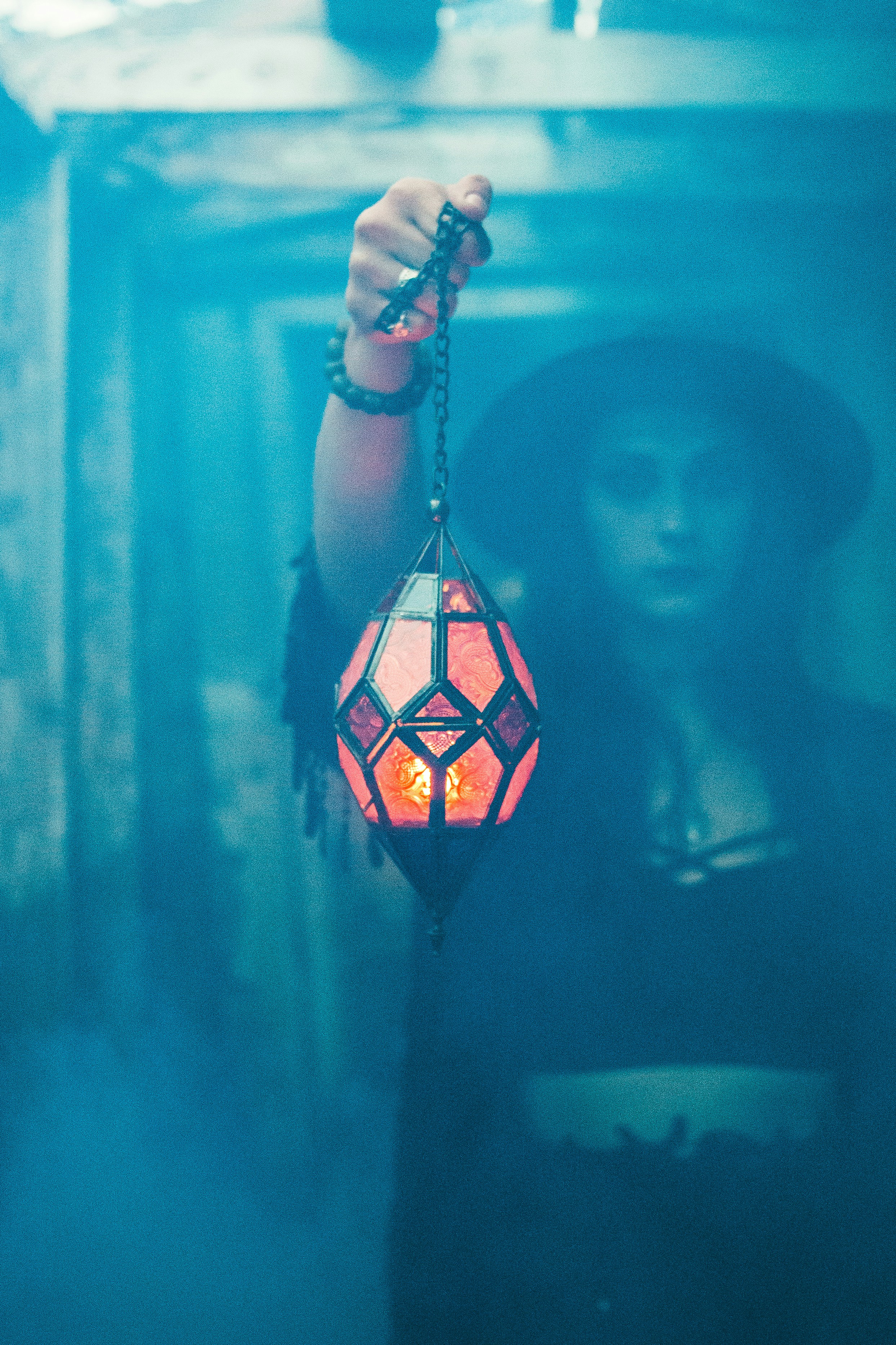 Geometric Lantern in a Cobalt Haze