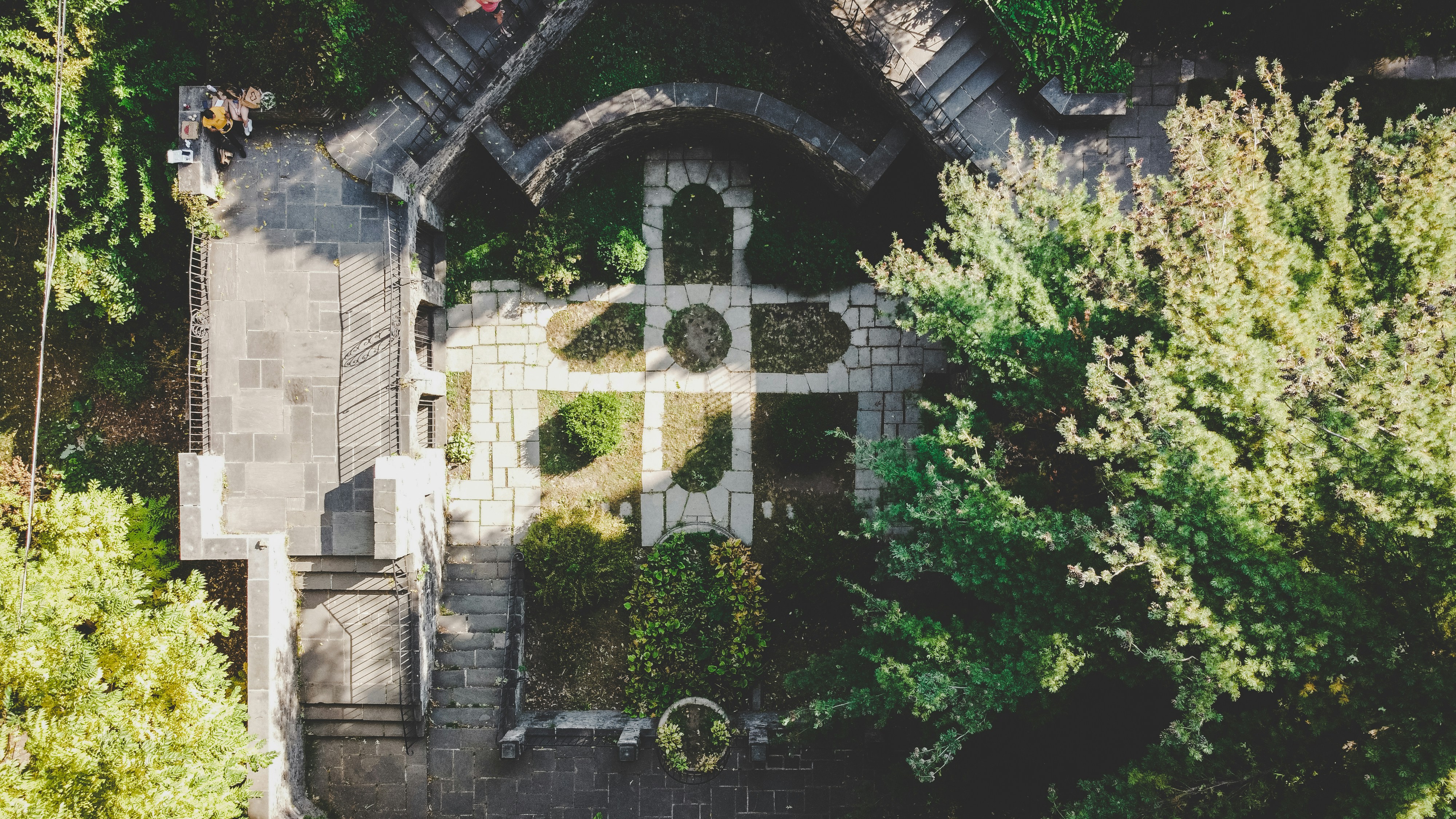 Circular Heart of a Walled Garden: An Aerial Study of Quiet Geometry