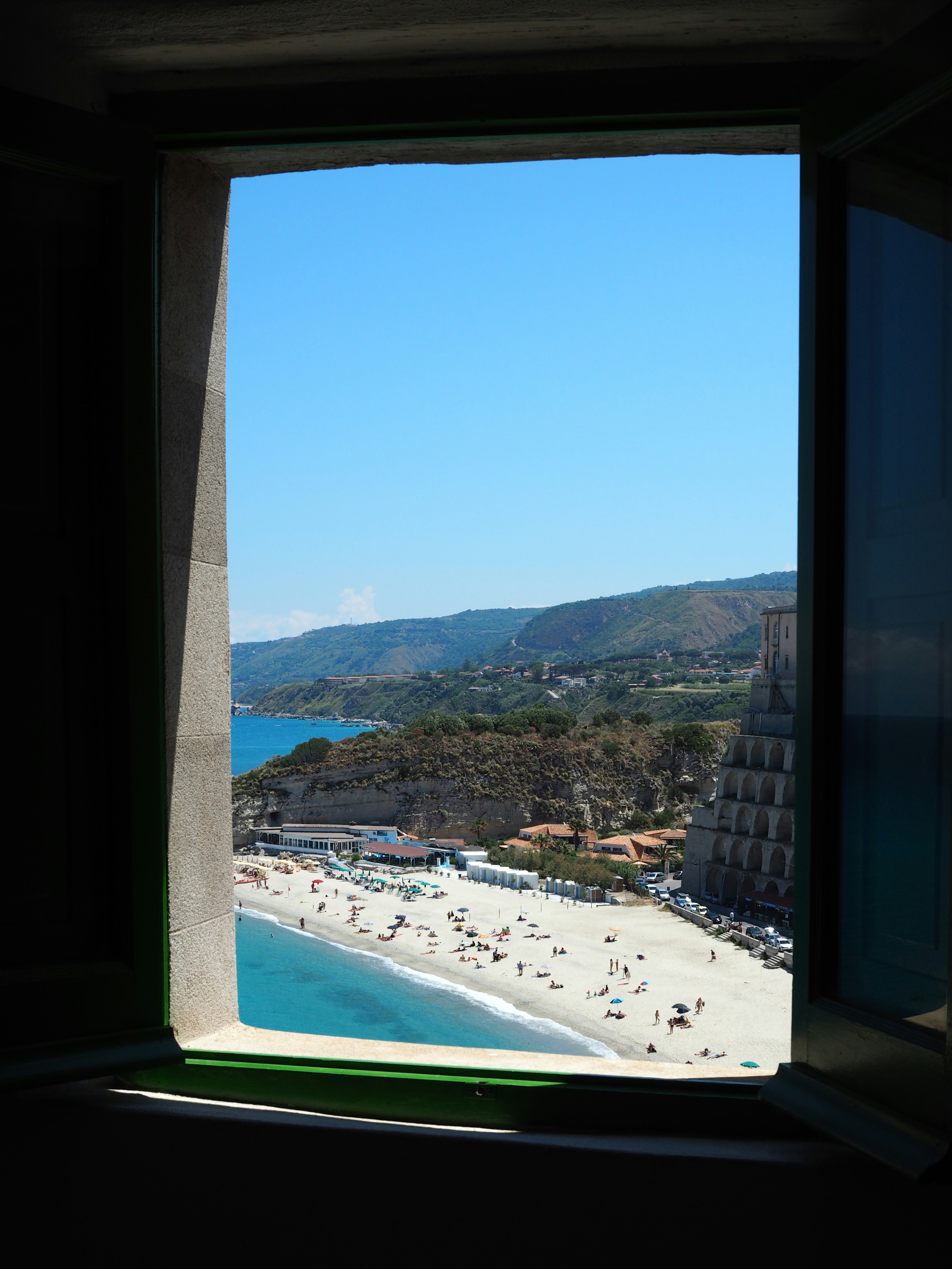 A window overlooking the tropea beach