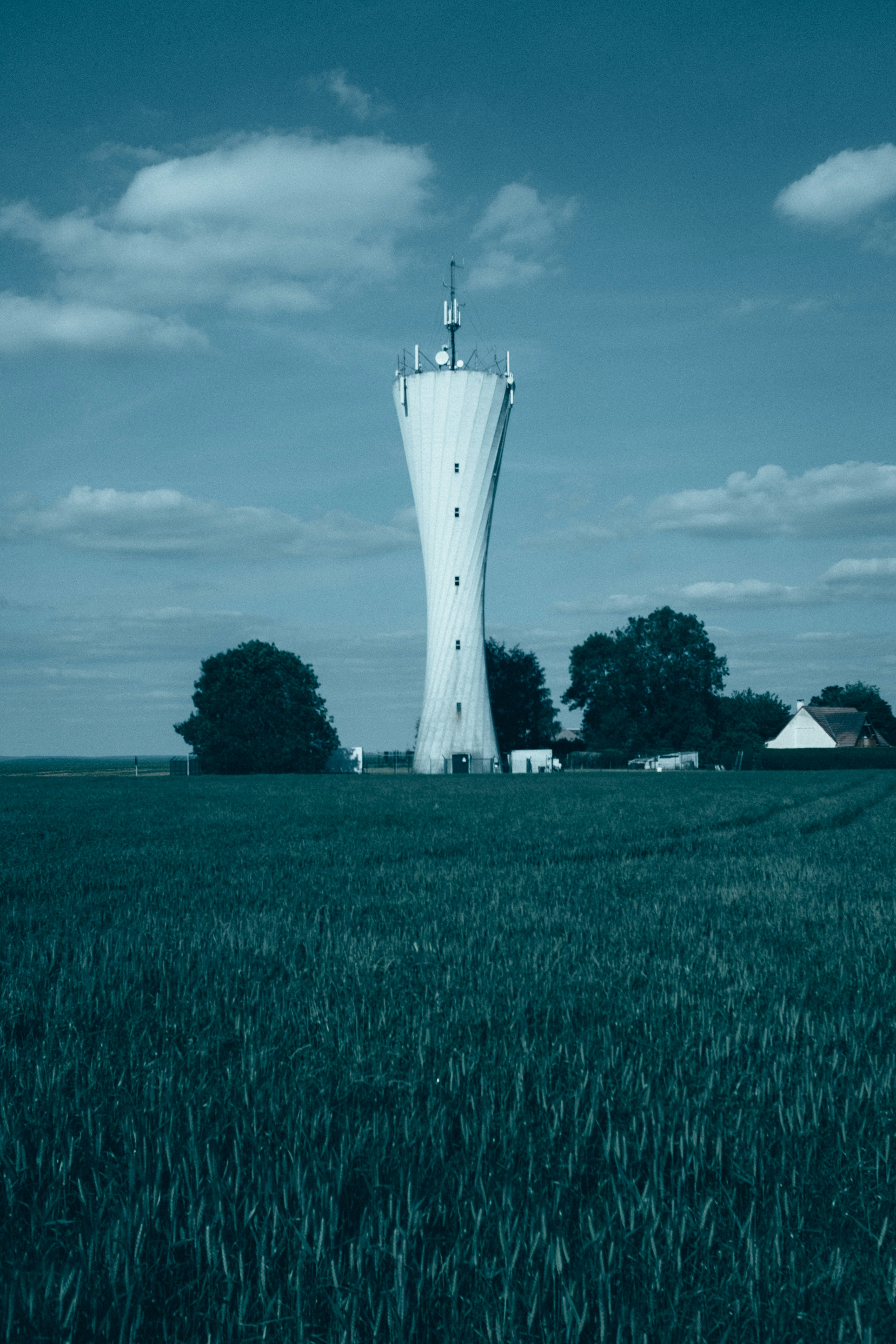 The Island Radio Tower Standing Tall in a Sea of Green