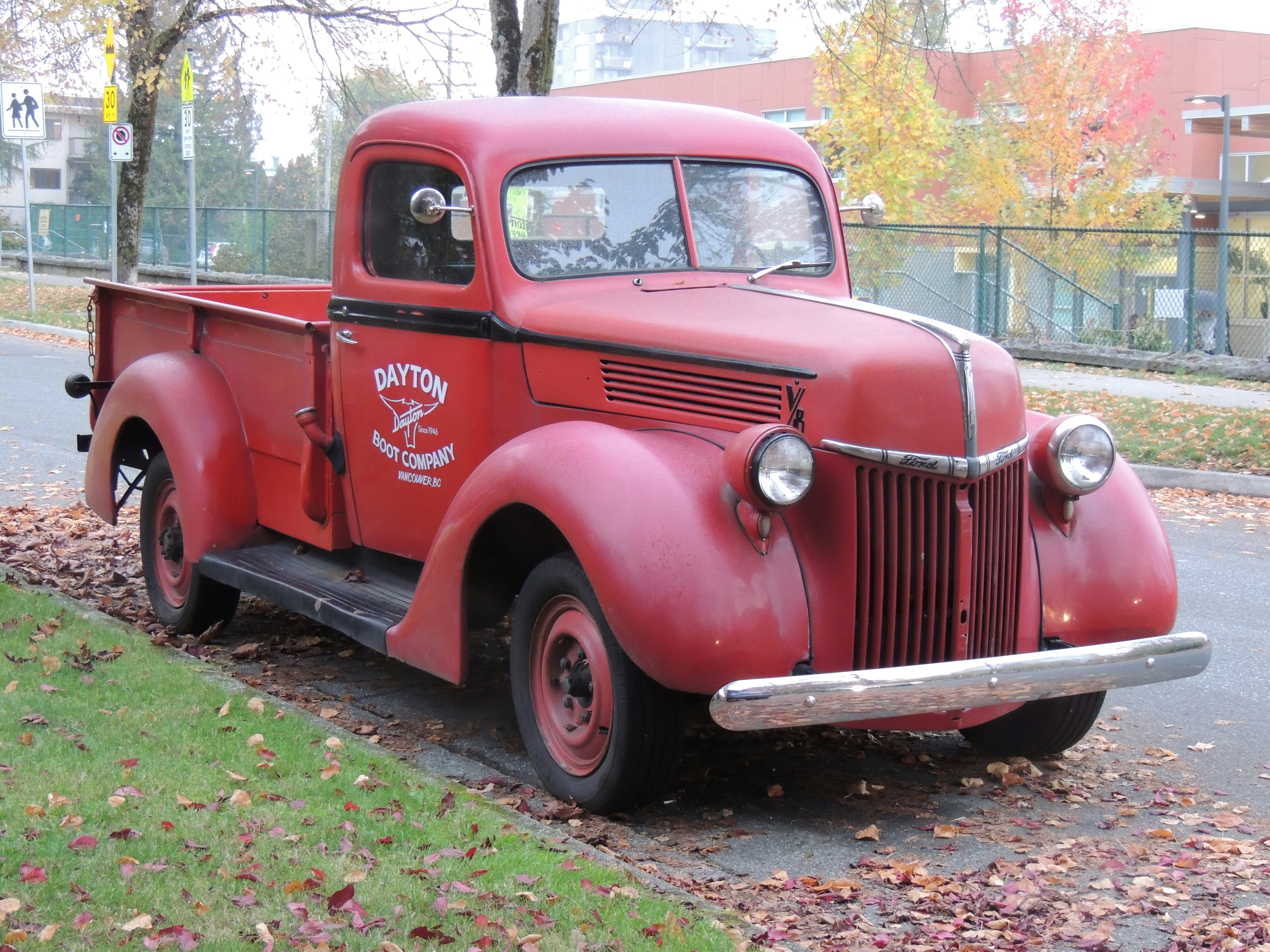 Red Vintage Daytone Pickup Resting on Fallen Leaves