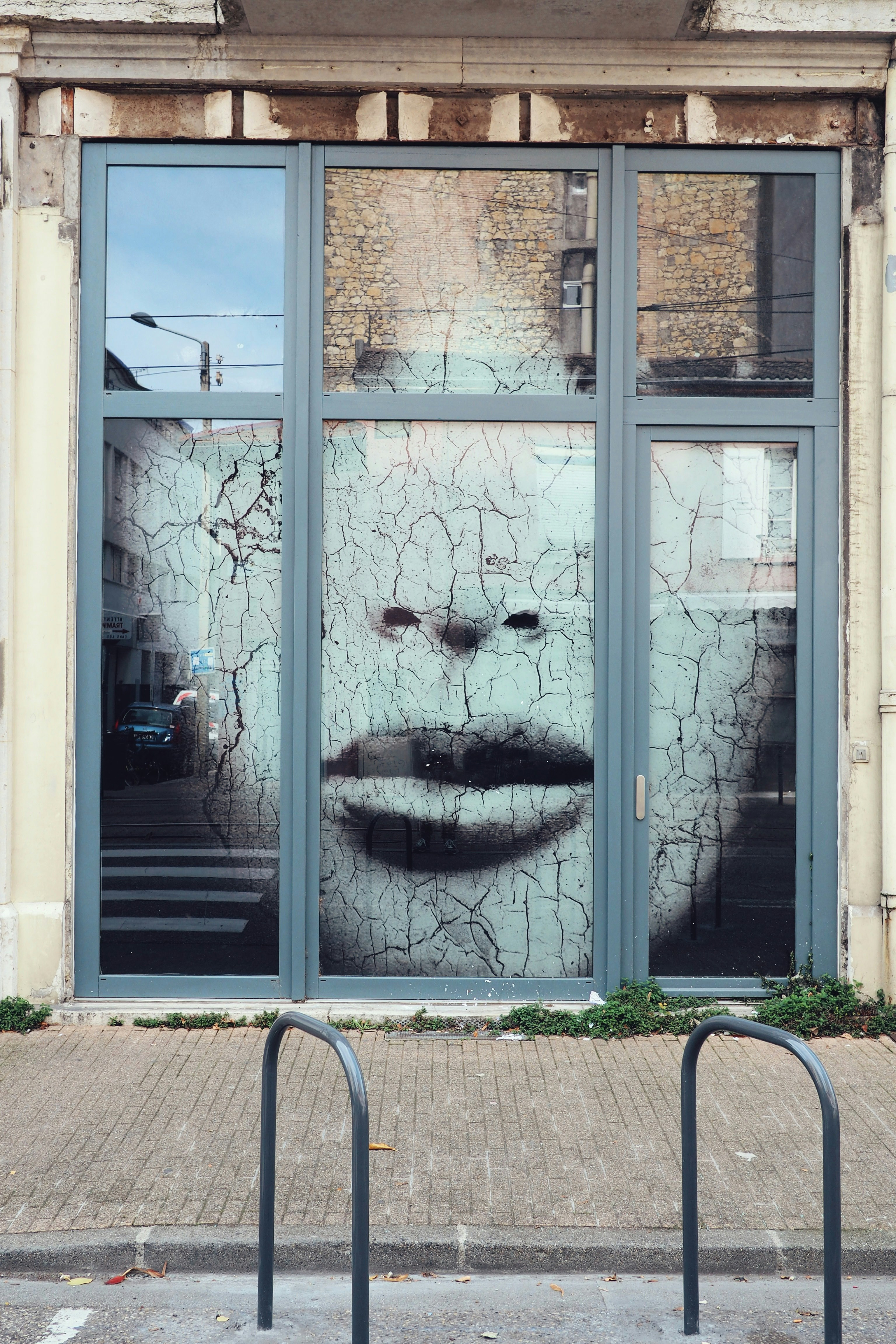 white wooden framed glass window