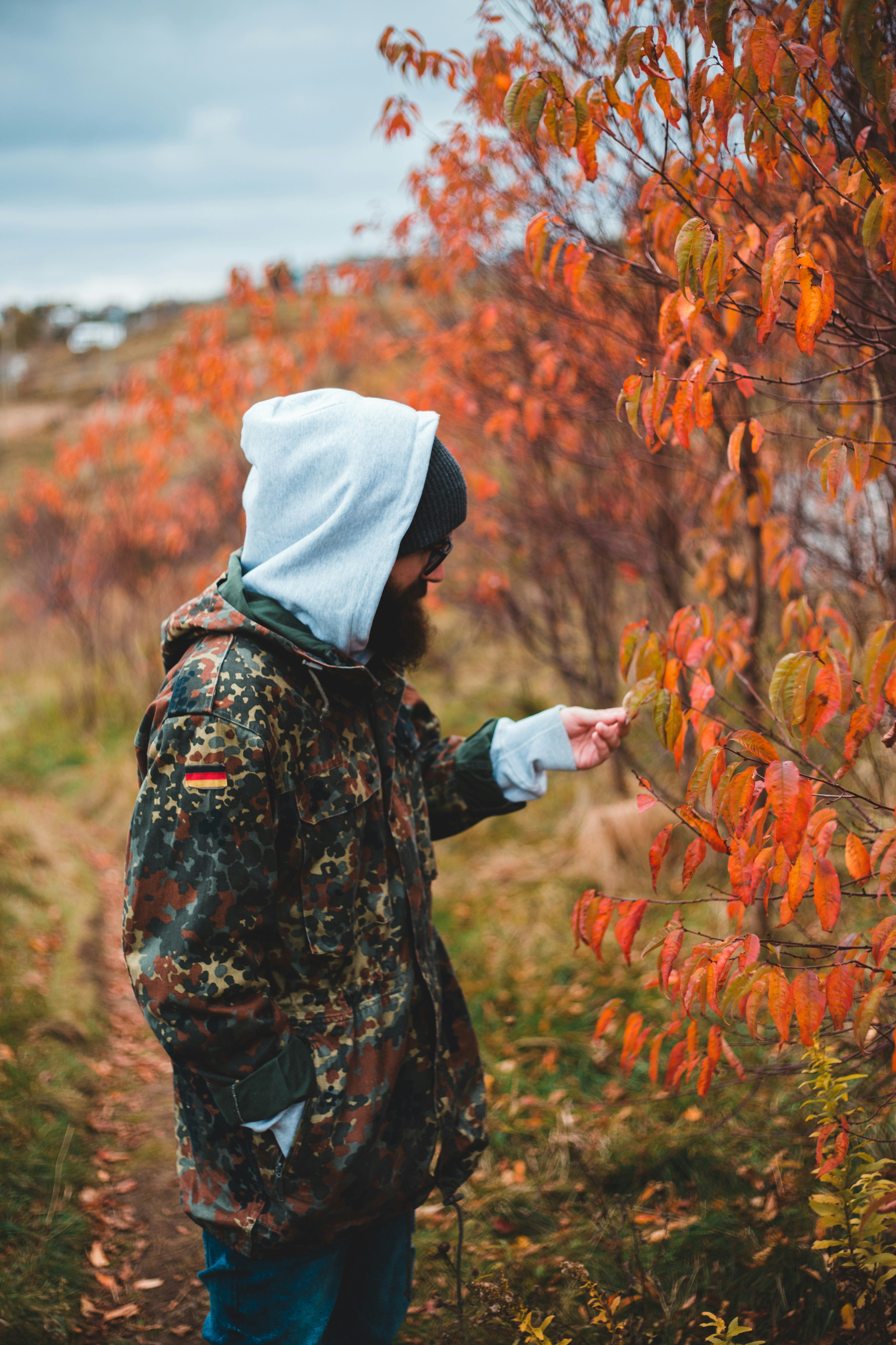 Ember Threads: A Quiet Gesture Among Fall Leaves