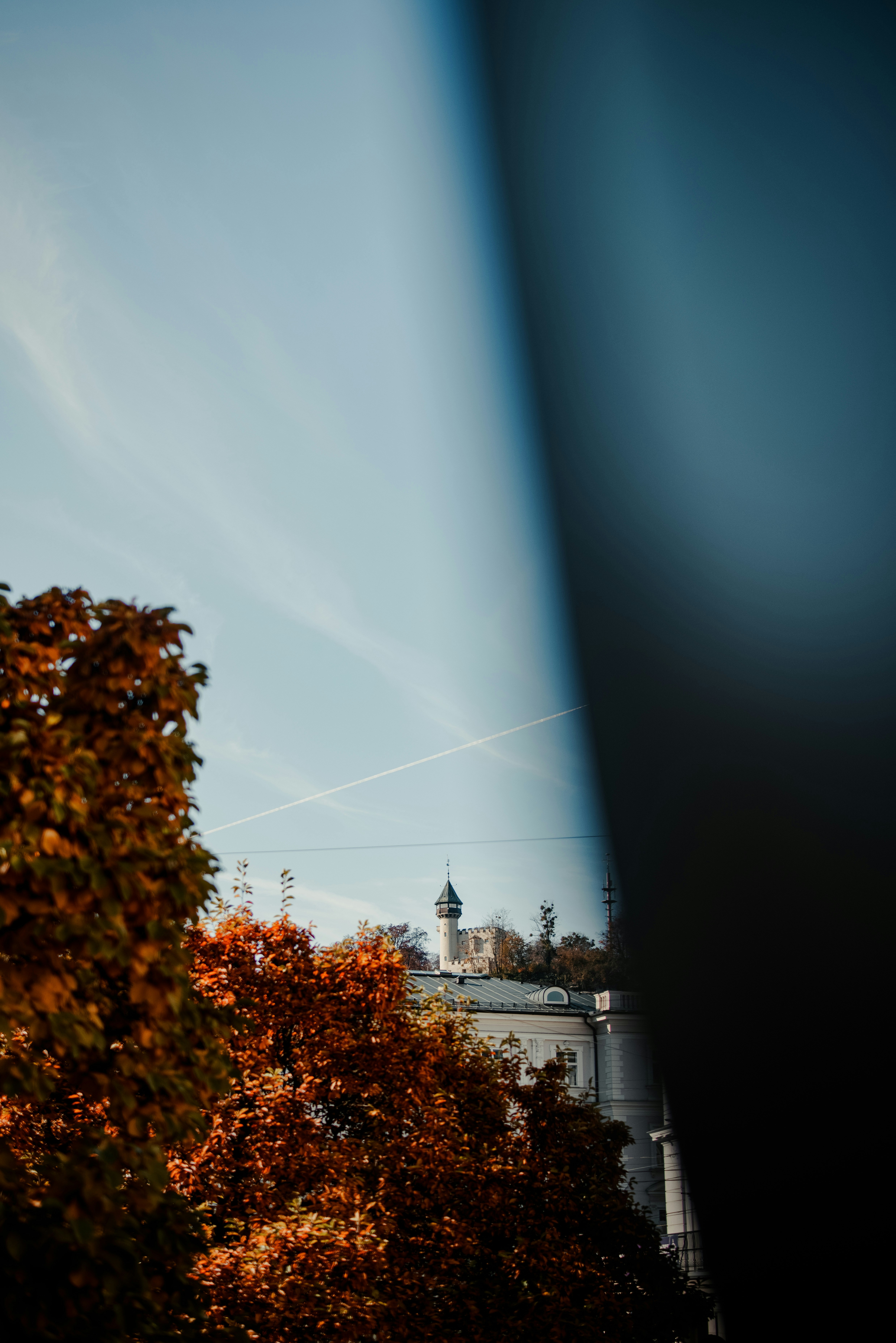 Autumn Cityline Beyond a Curved Silhouette