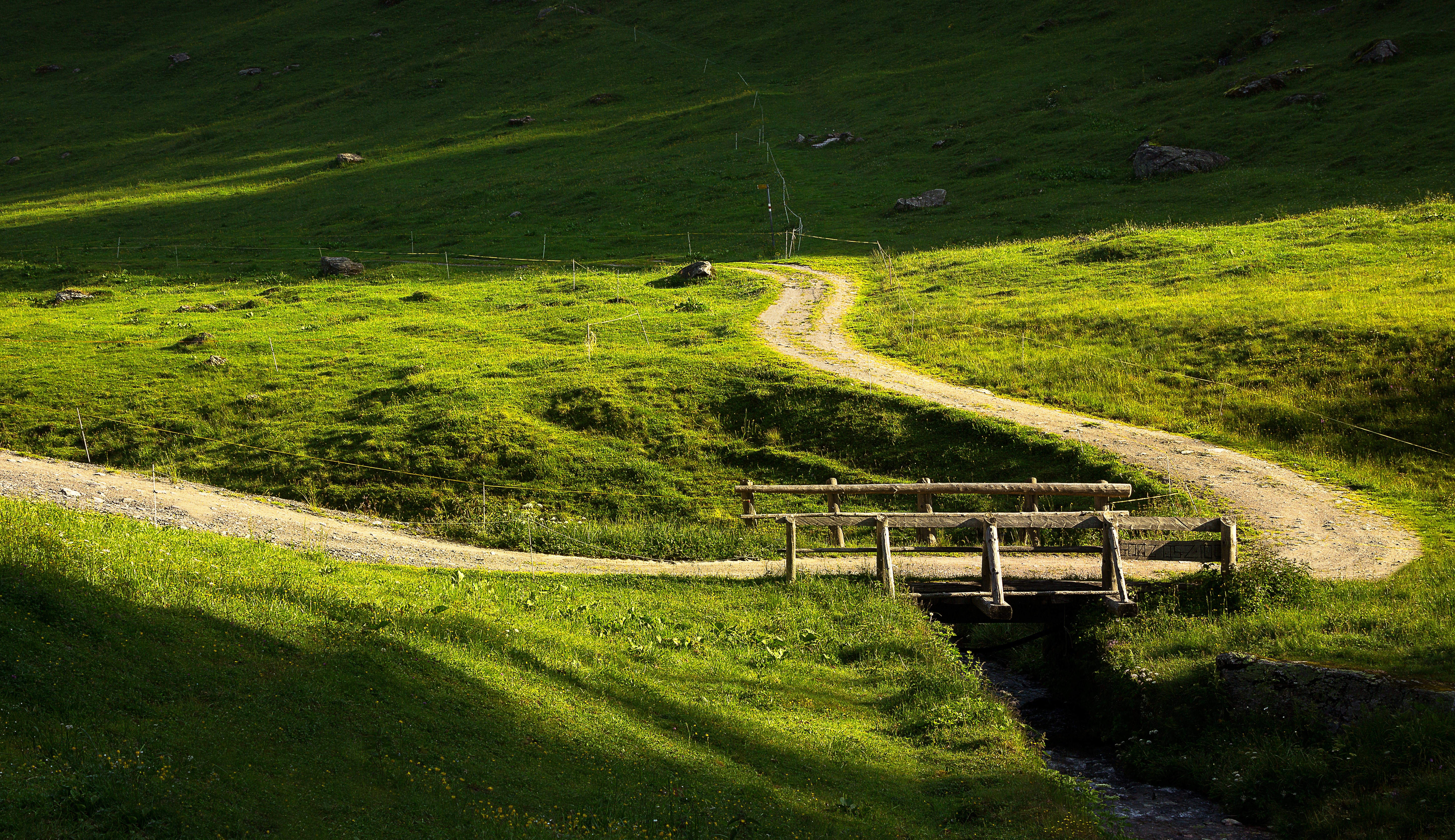 Brown wooden bridge on green grass field during daytime photo – Free ...