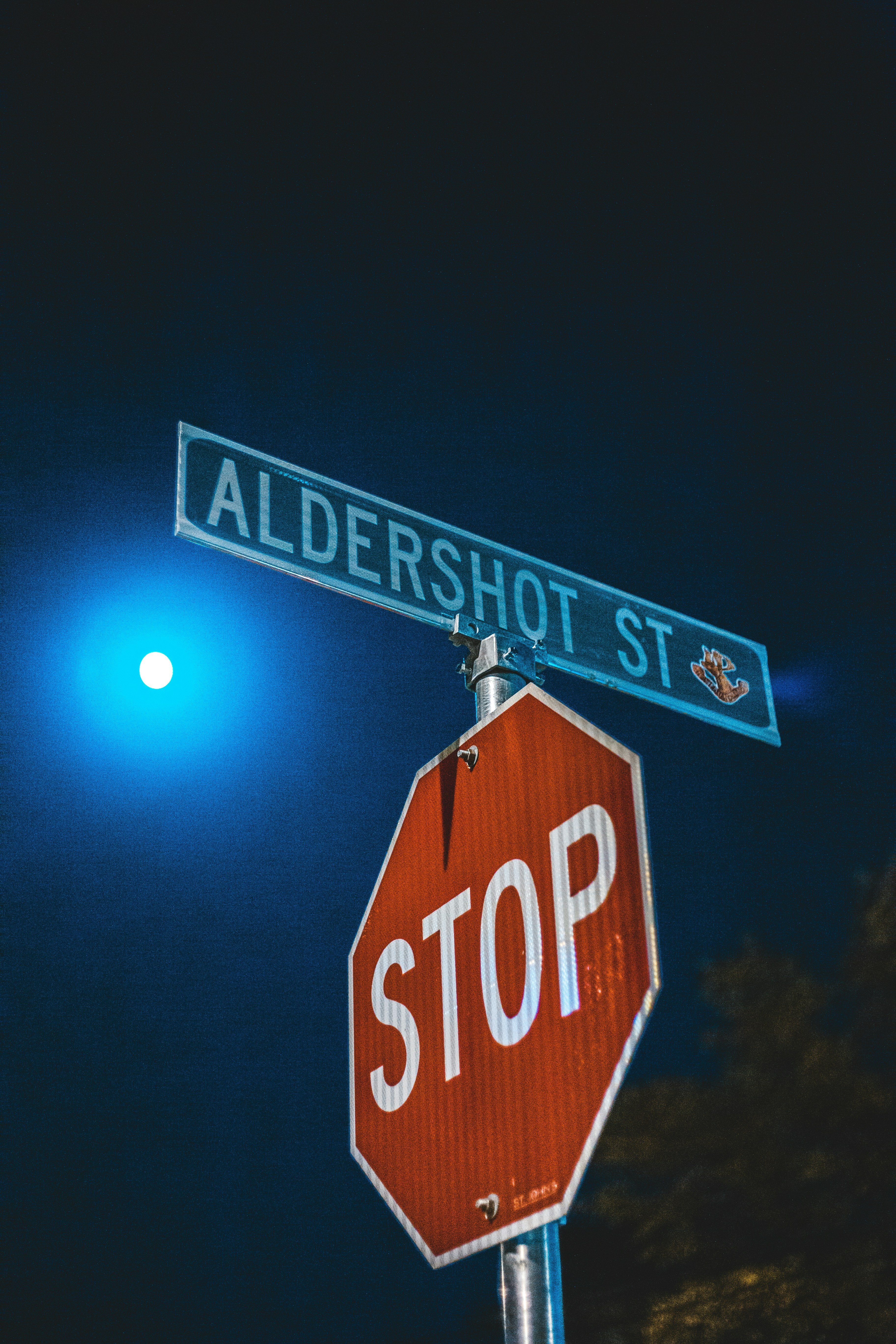 Neon Night at the Stop Sign Corner
