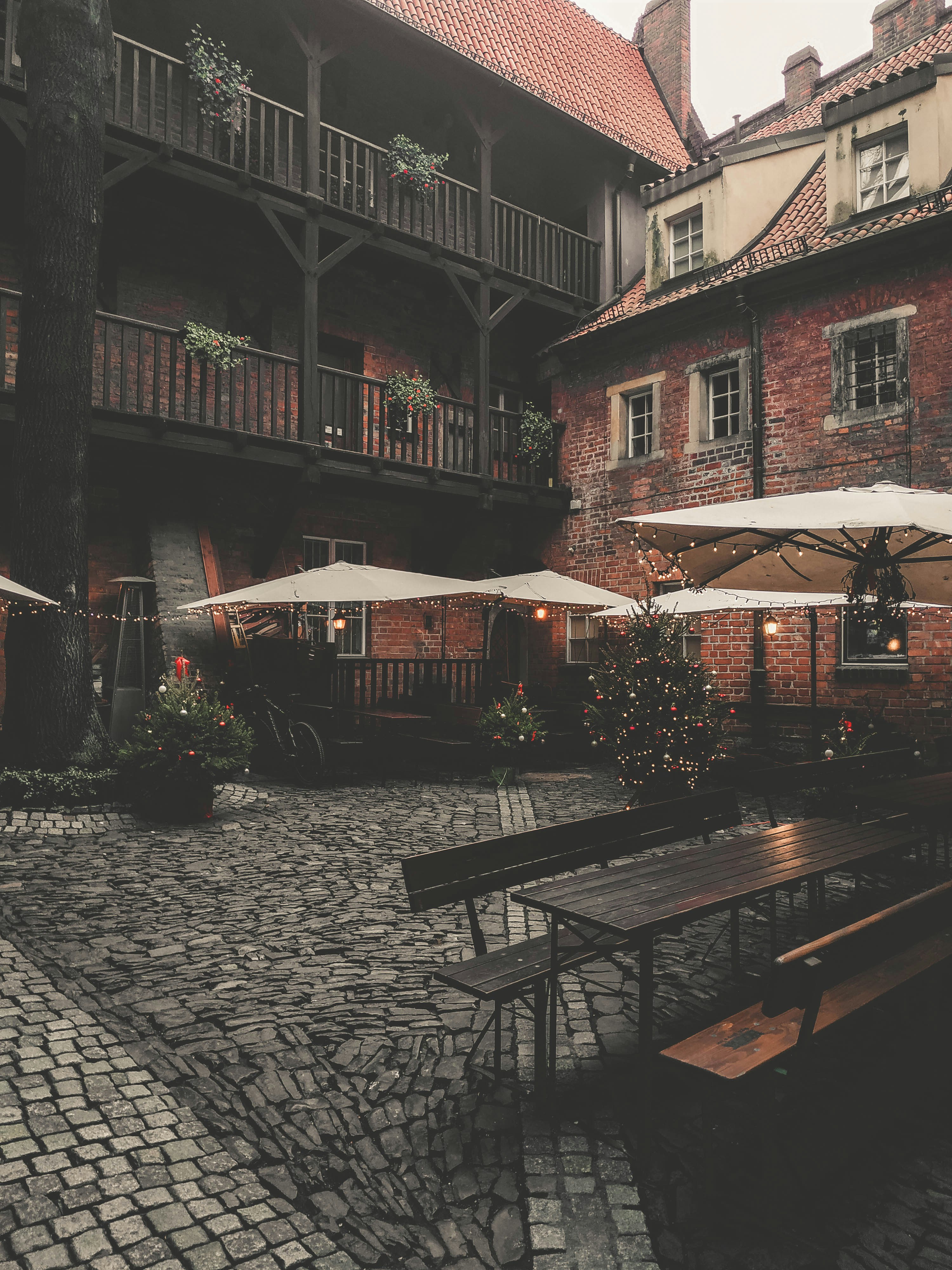 Cobbled Courtyard in Quiet Evening Glow