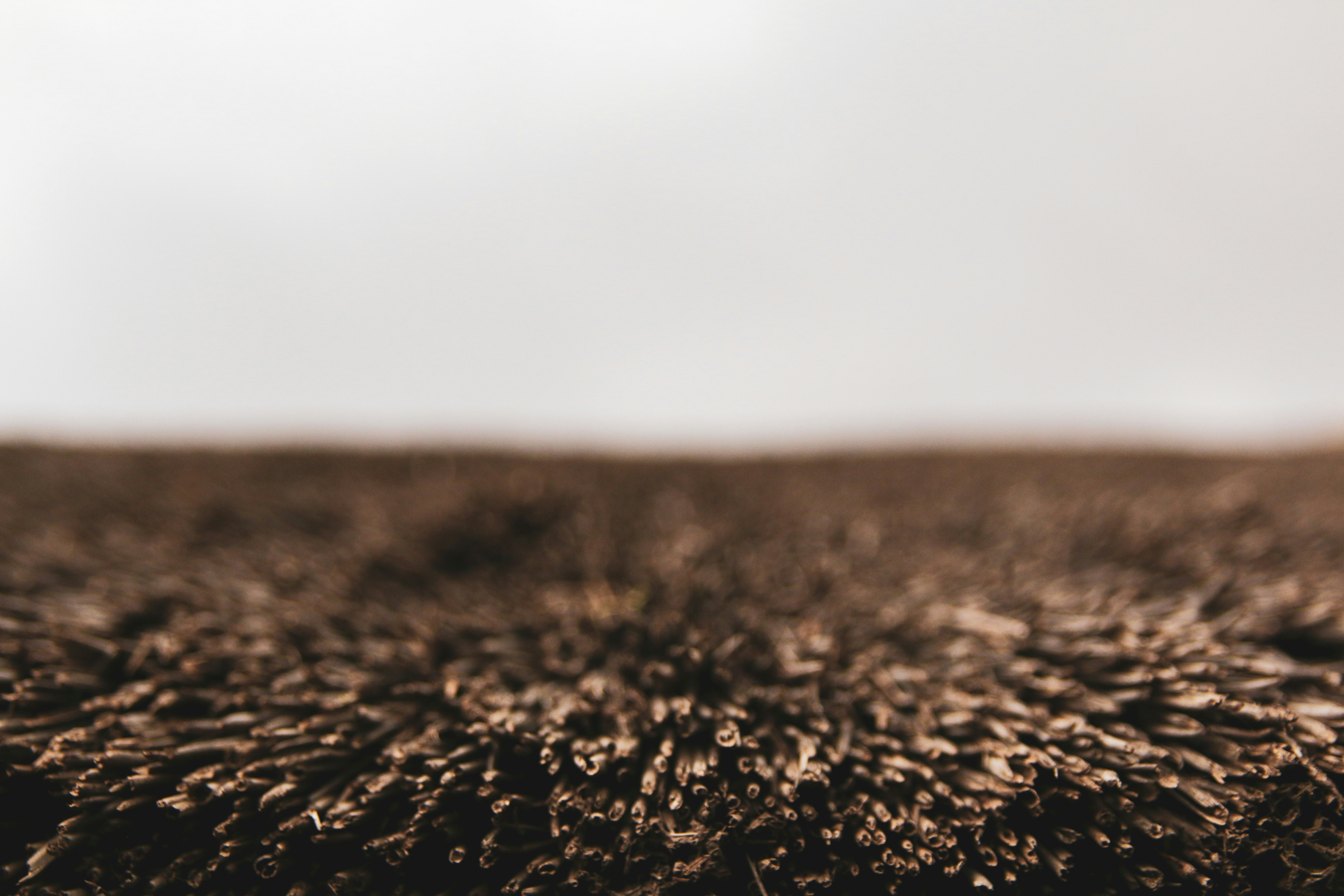 Close-up view of a textured surface composed of numerous twigs and branches, creating a natural pattern. Soft, diffused light enhances the earthy tones.