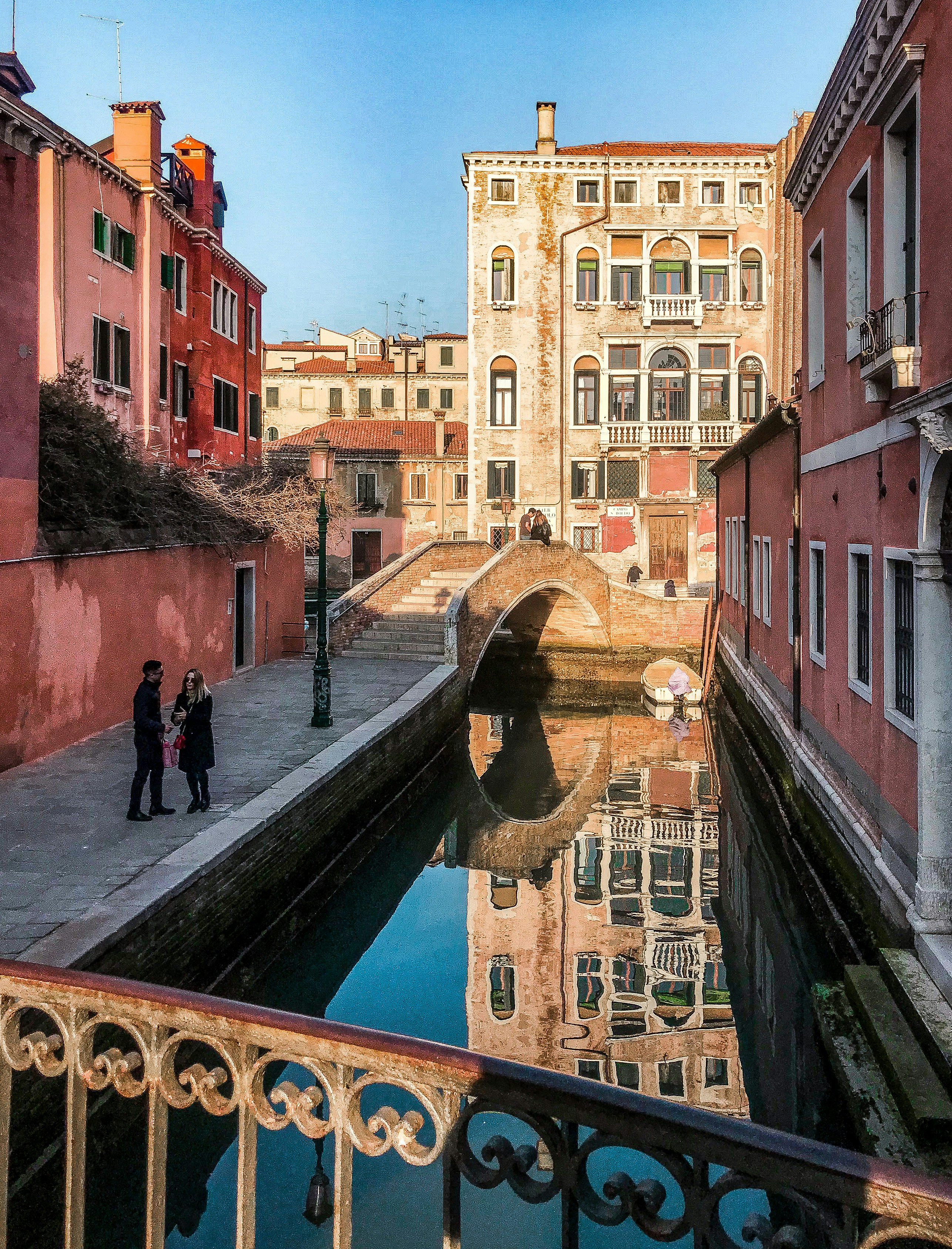 Bridge Reflections over a Venetian Canal