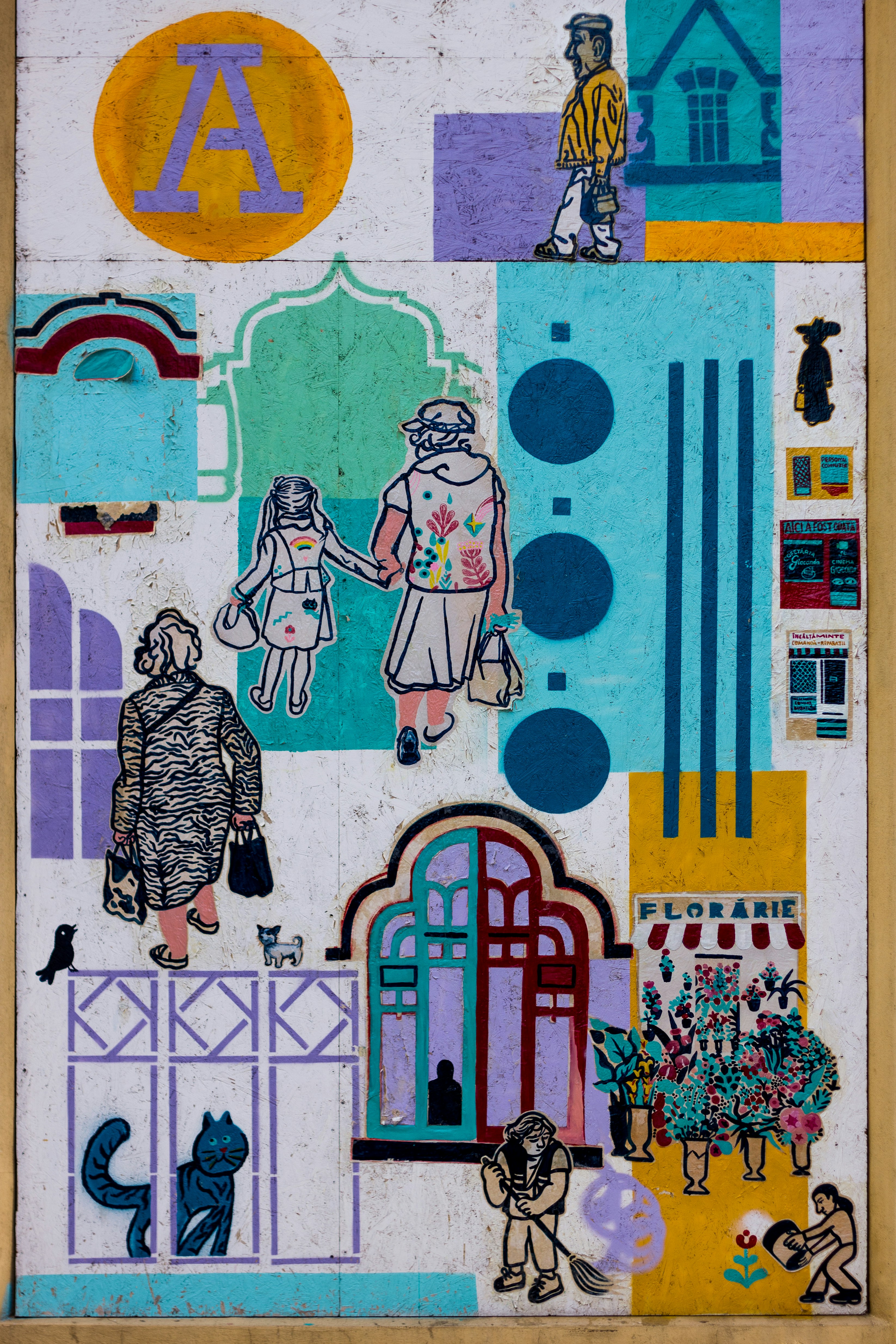 Patchwork Parade: A Family Stroll Through a City Mural Quilt