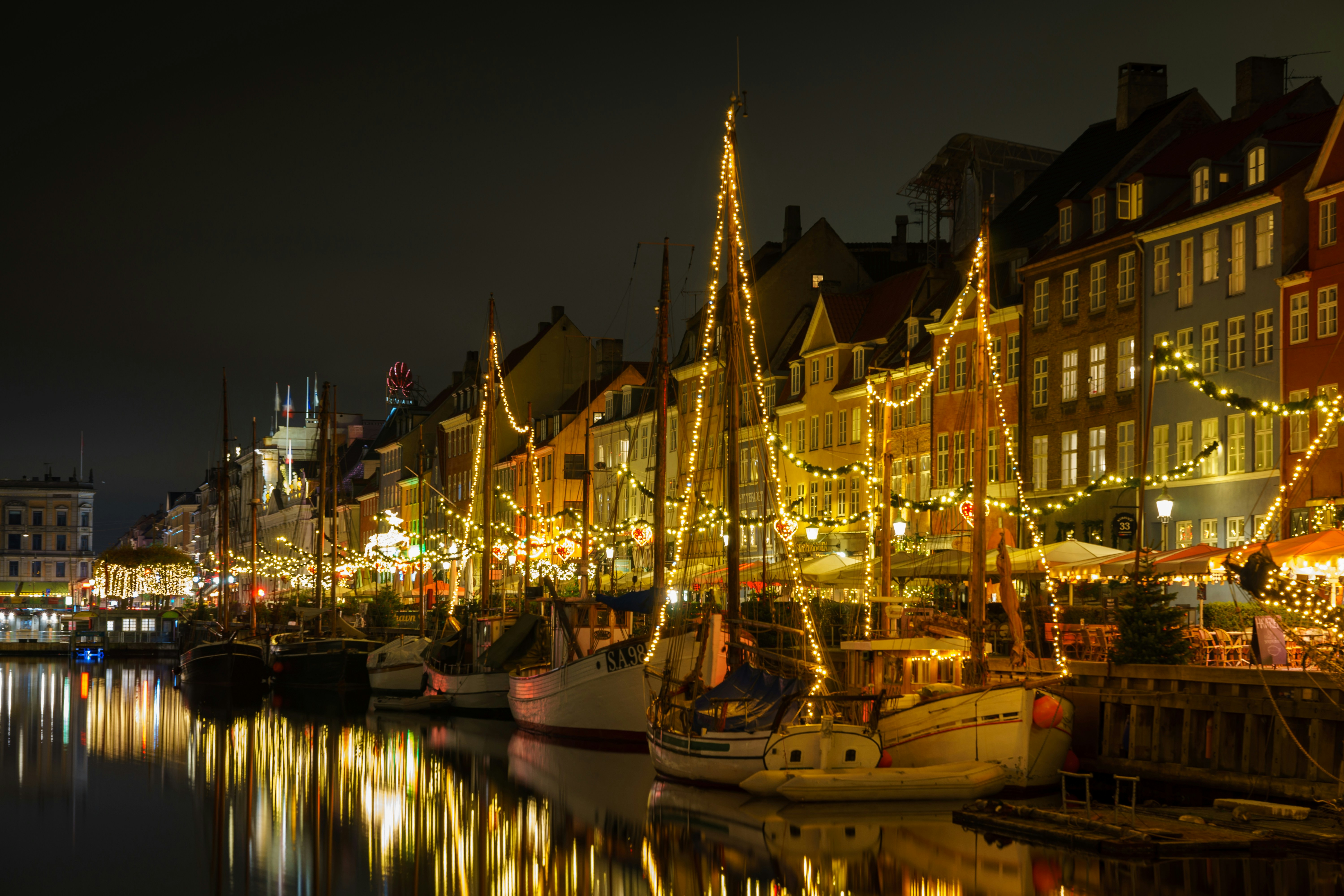 White and black boat on water during night time photo – Free Copenhagen ...