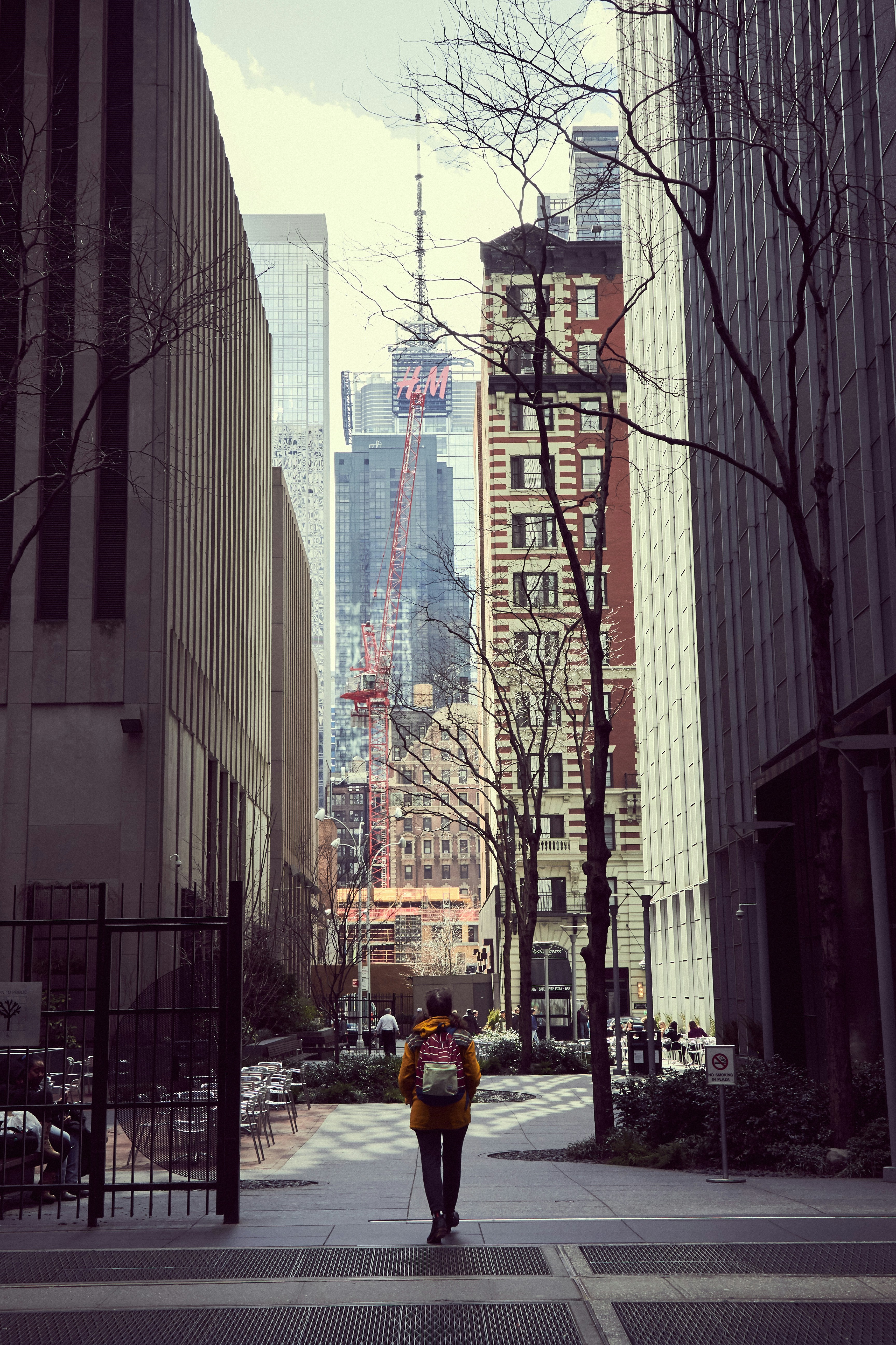 man crossing the road in NYC