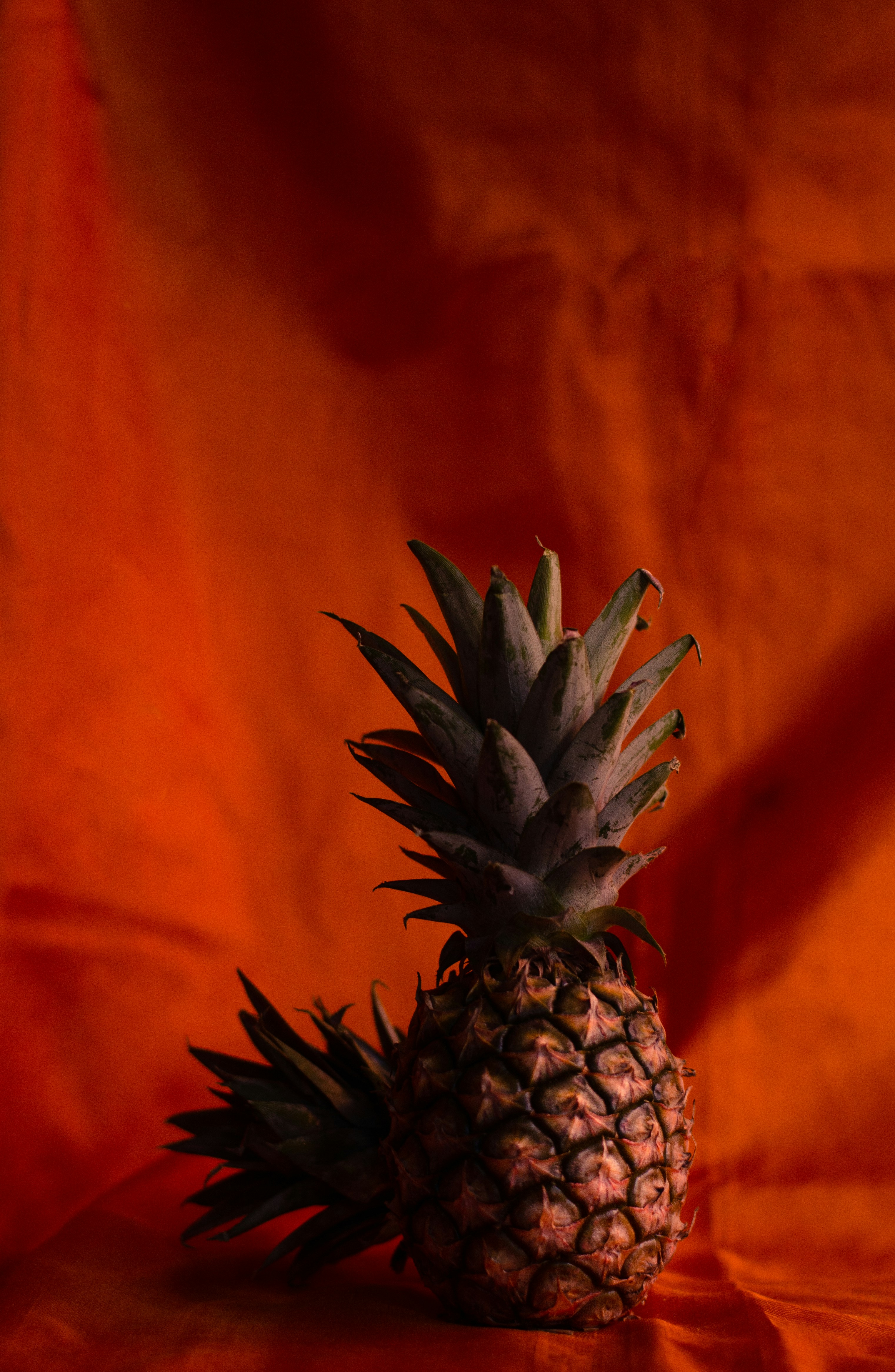 Pineapple Still Life Against Fiery Cloth