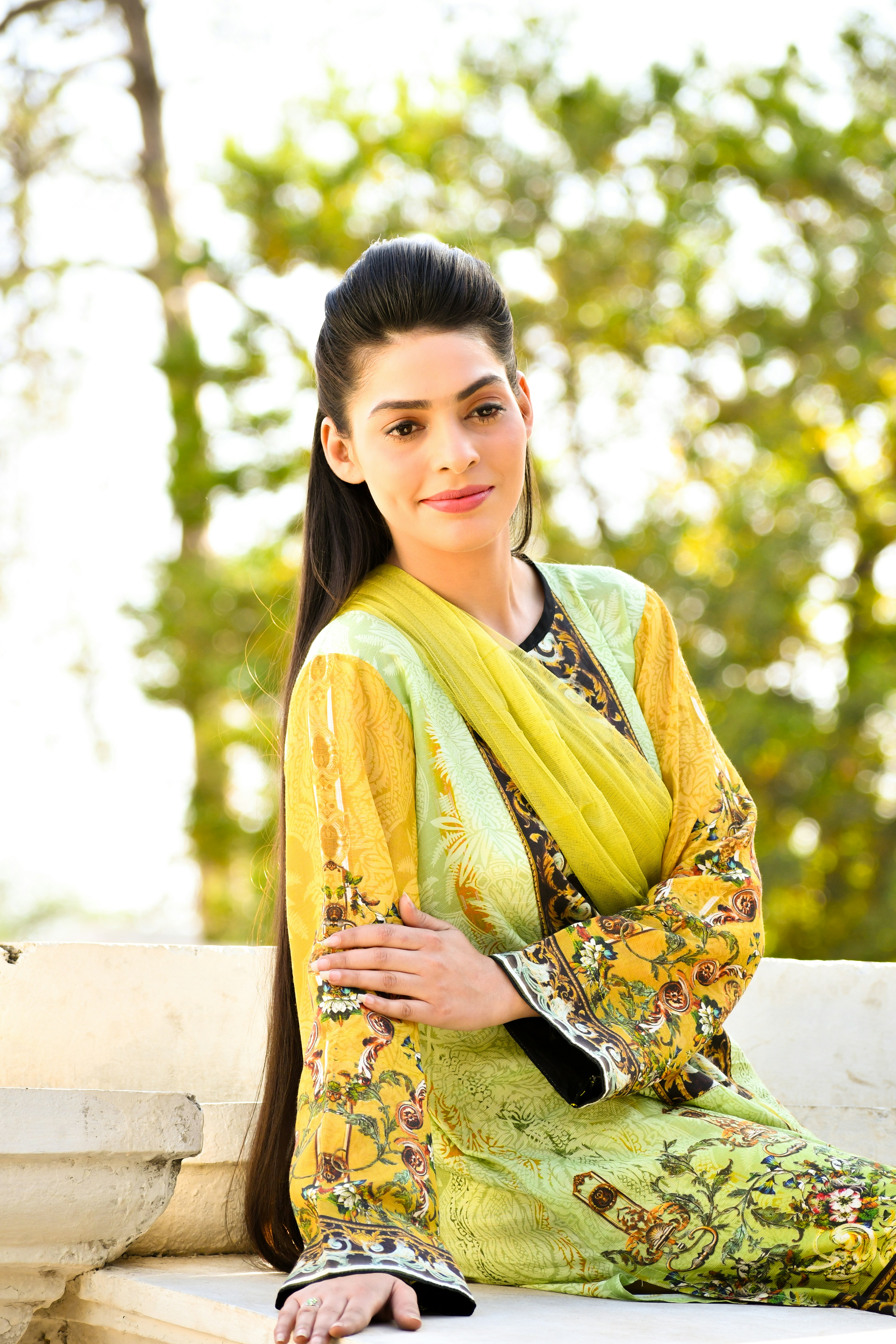 Graceful Poise in Sunshine: A Portrait in Yellow