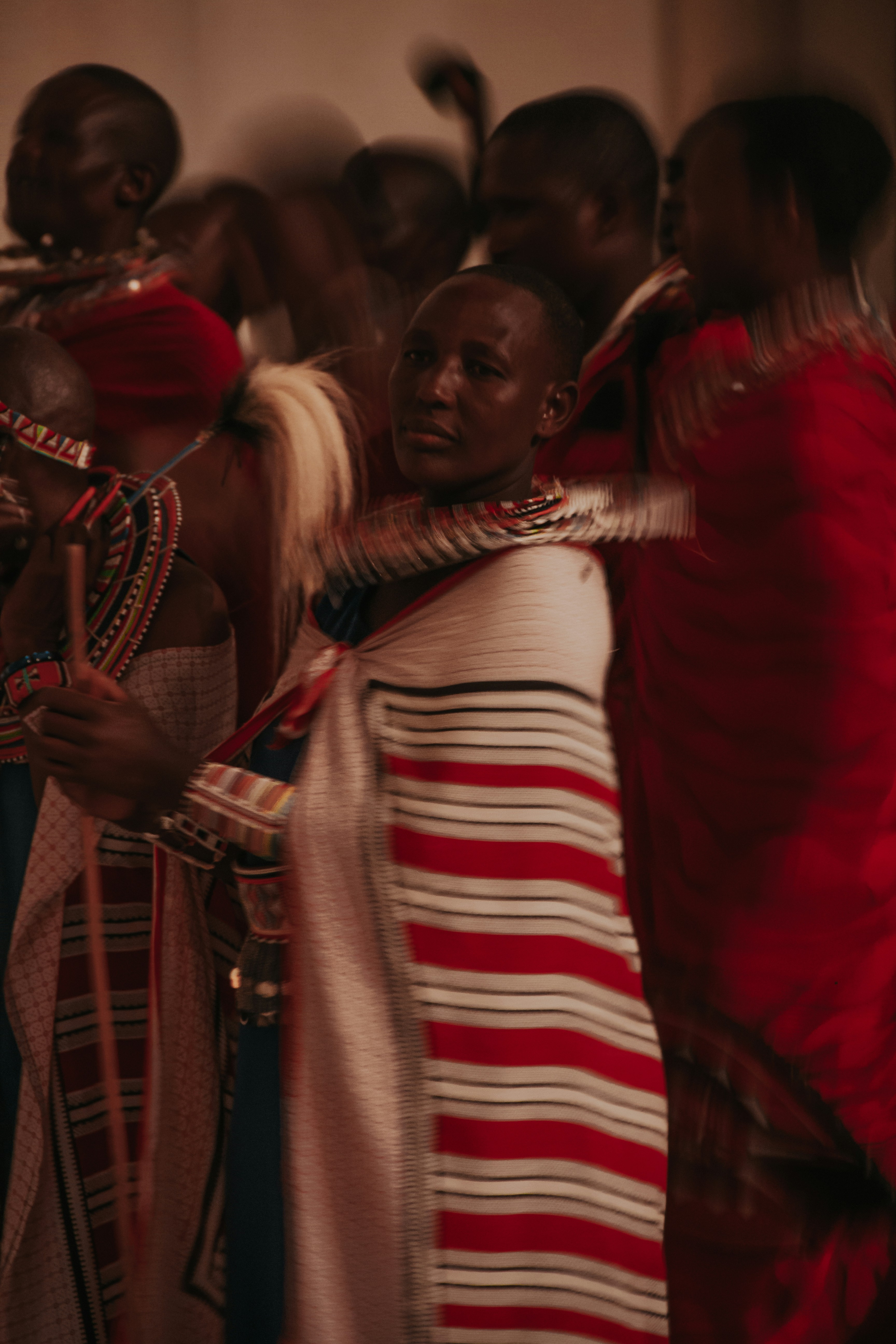 Beads in the Twilight: A Central Maasai Portrait Wrapped in Red and White