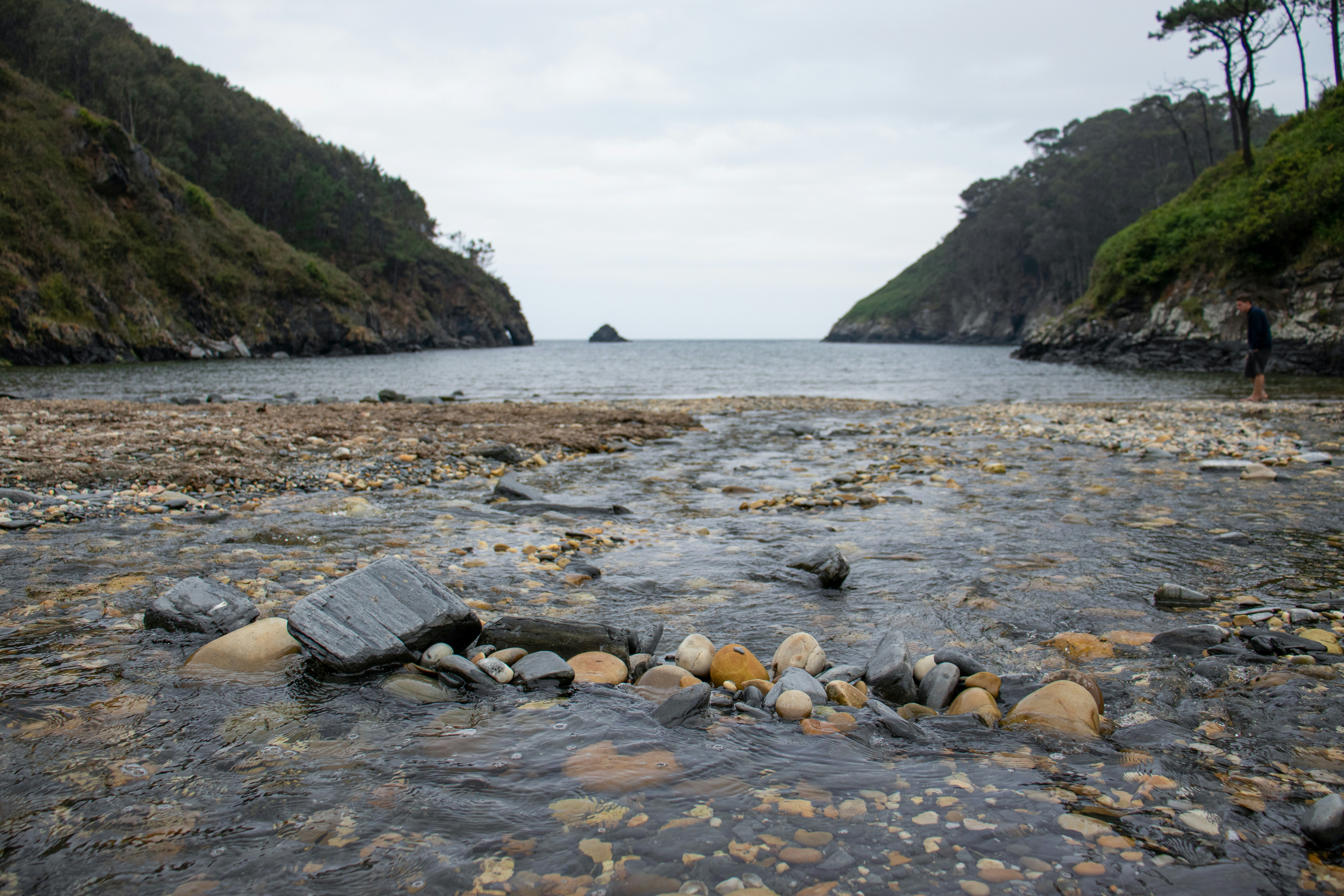 Pebble Staircase to the Sea: A Quiet Cove Between Verdant Headlands