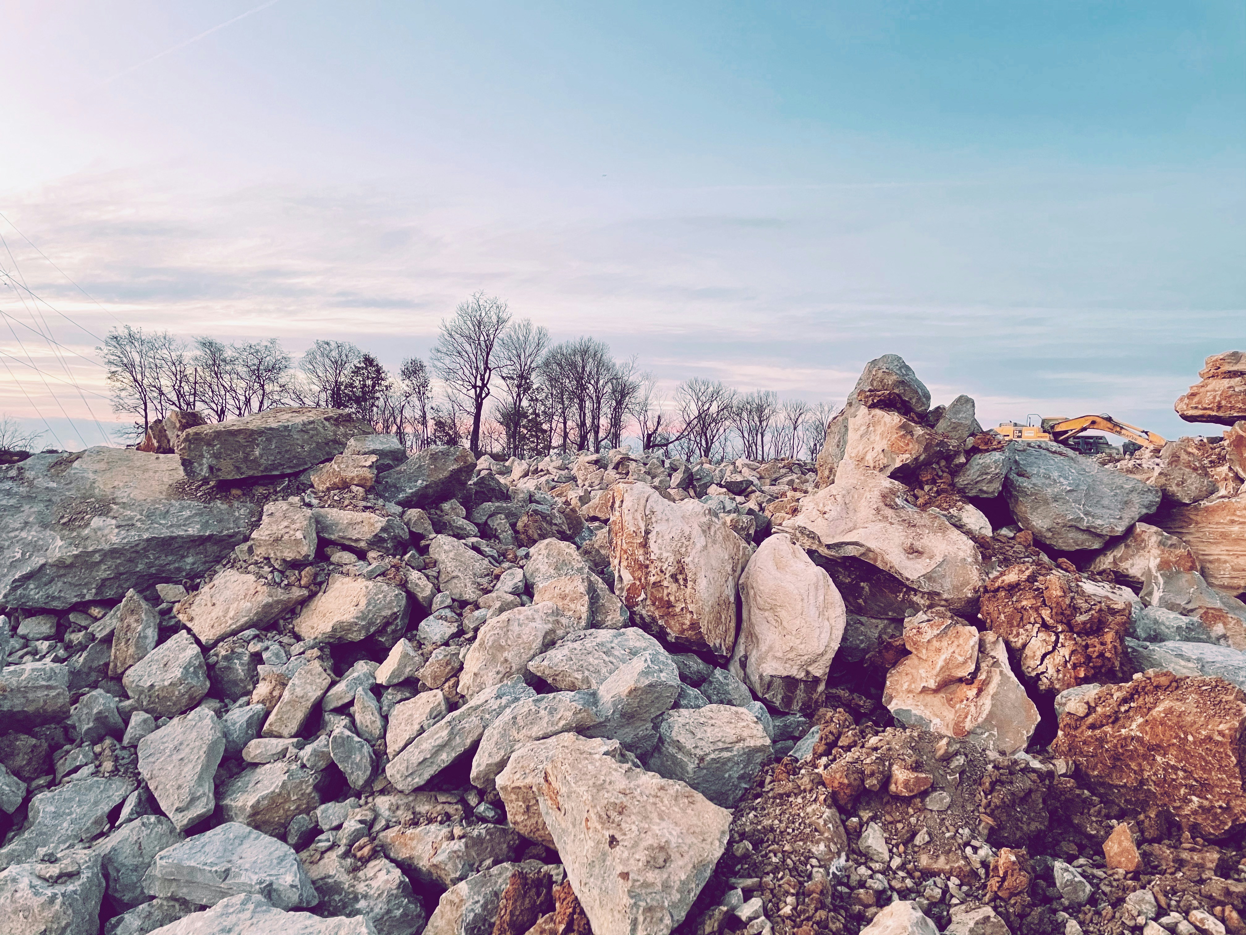 Pastel Sky over a Field of Weathered Stones